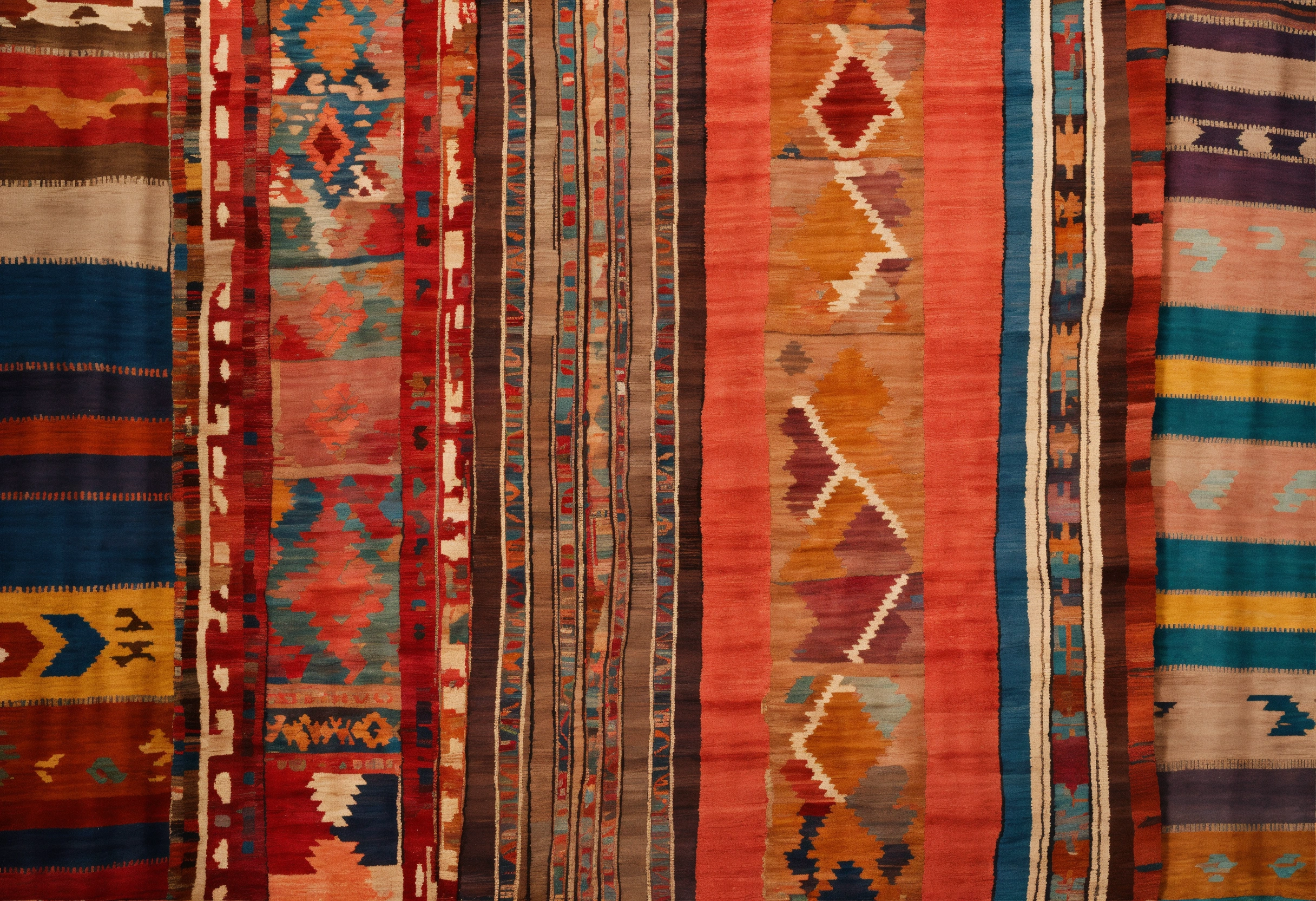 Lexica - A collection of mismatched vintage kilim rugs, layered and ...