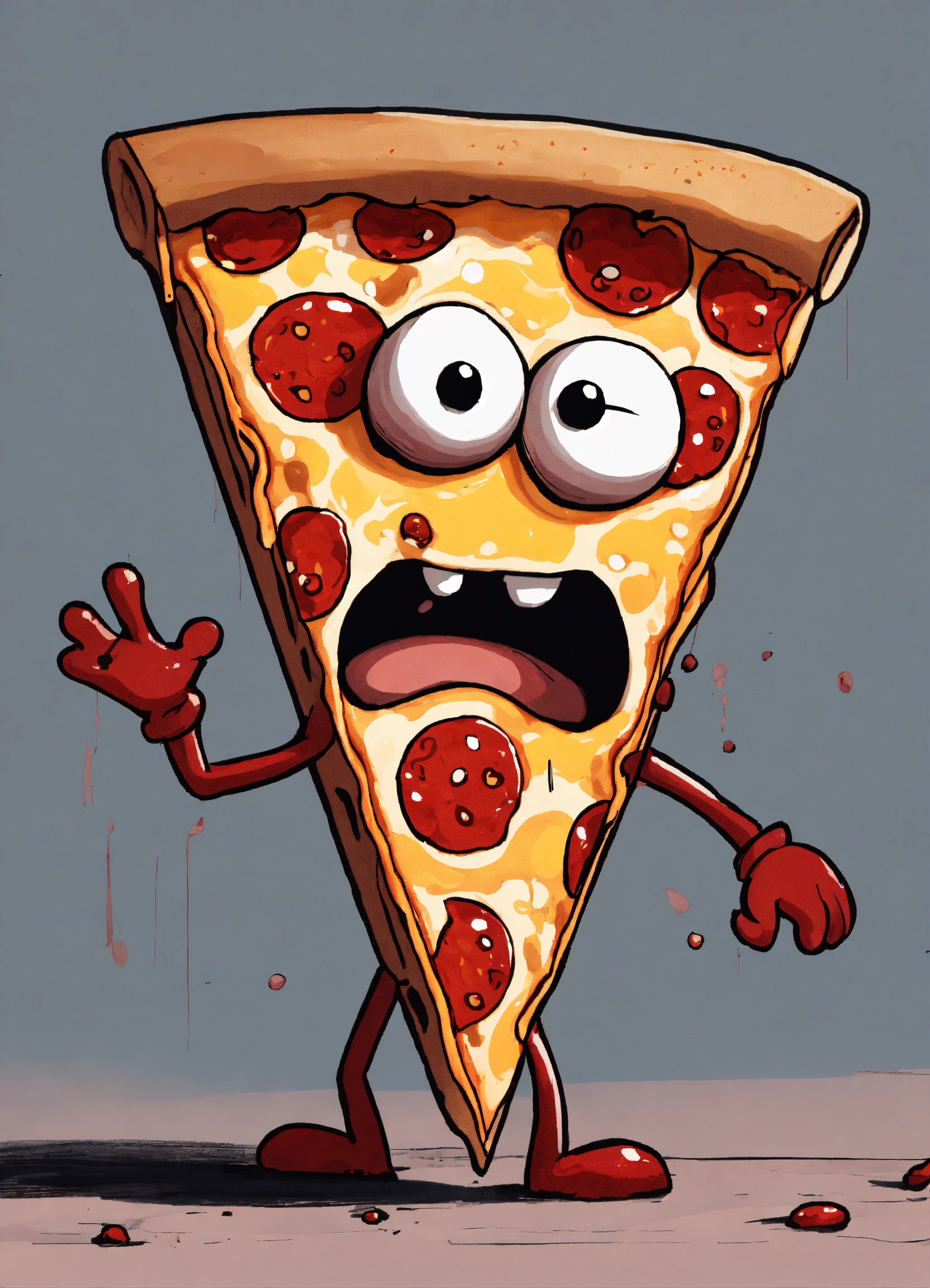 Lexica - A SINGLE SLICE of comic HUMANOID PEPPERONI pizza that looks ...