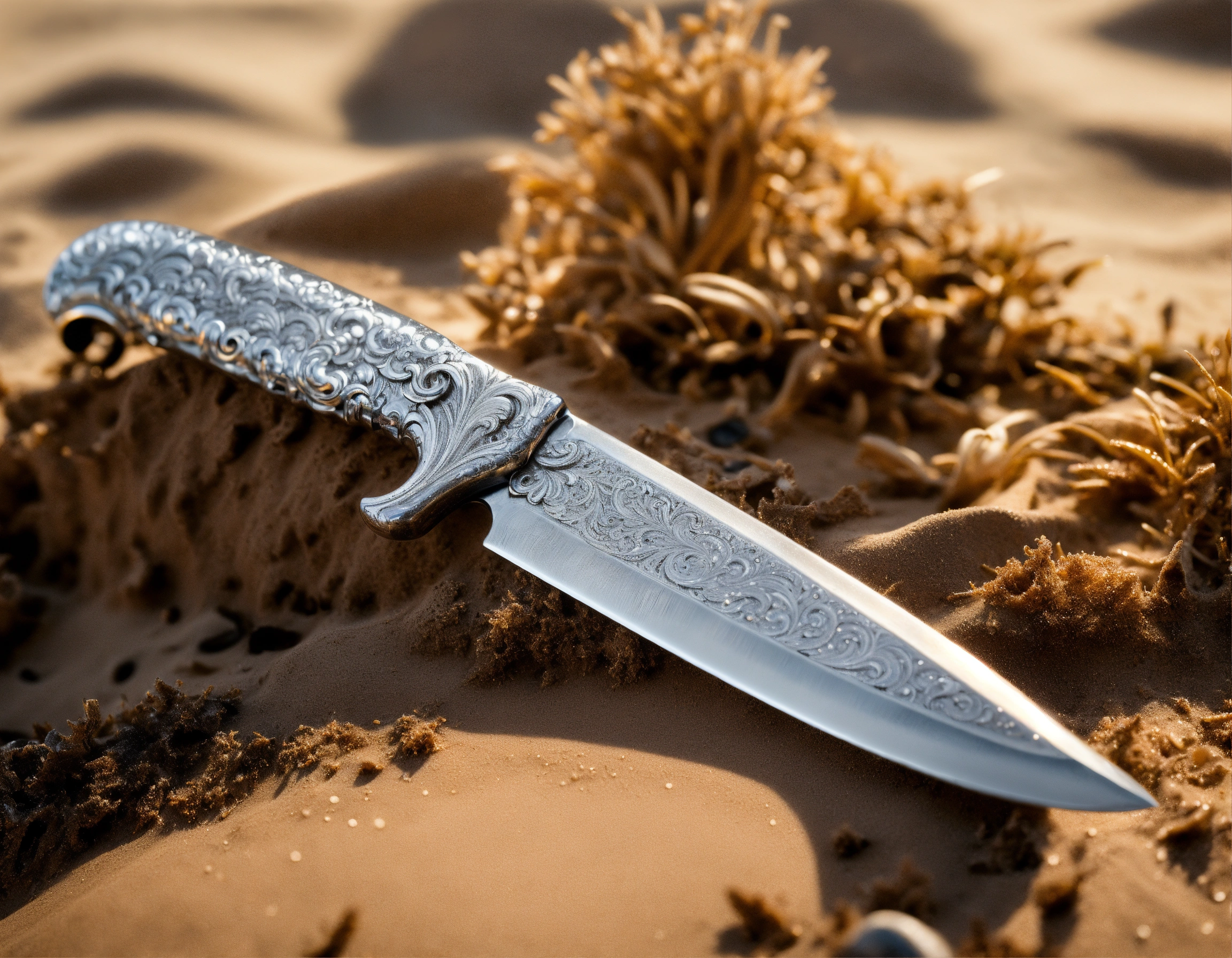 Lexica - 8k, picture of a narrow and delicate wavy hunting knife made ...