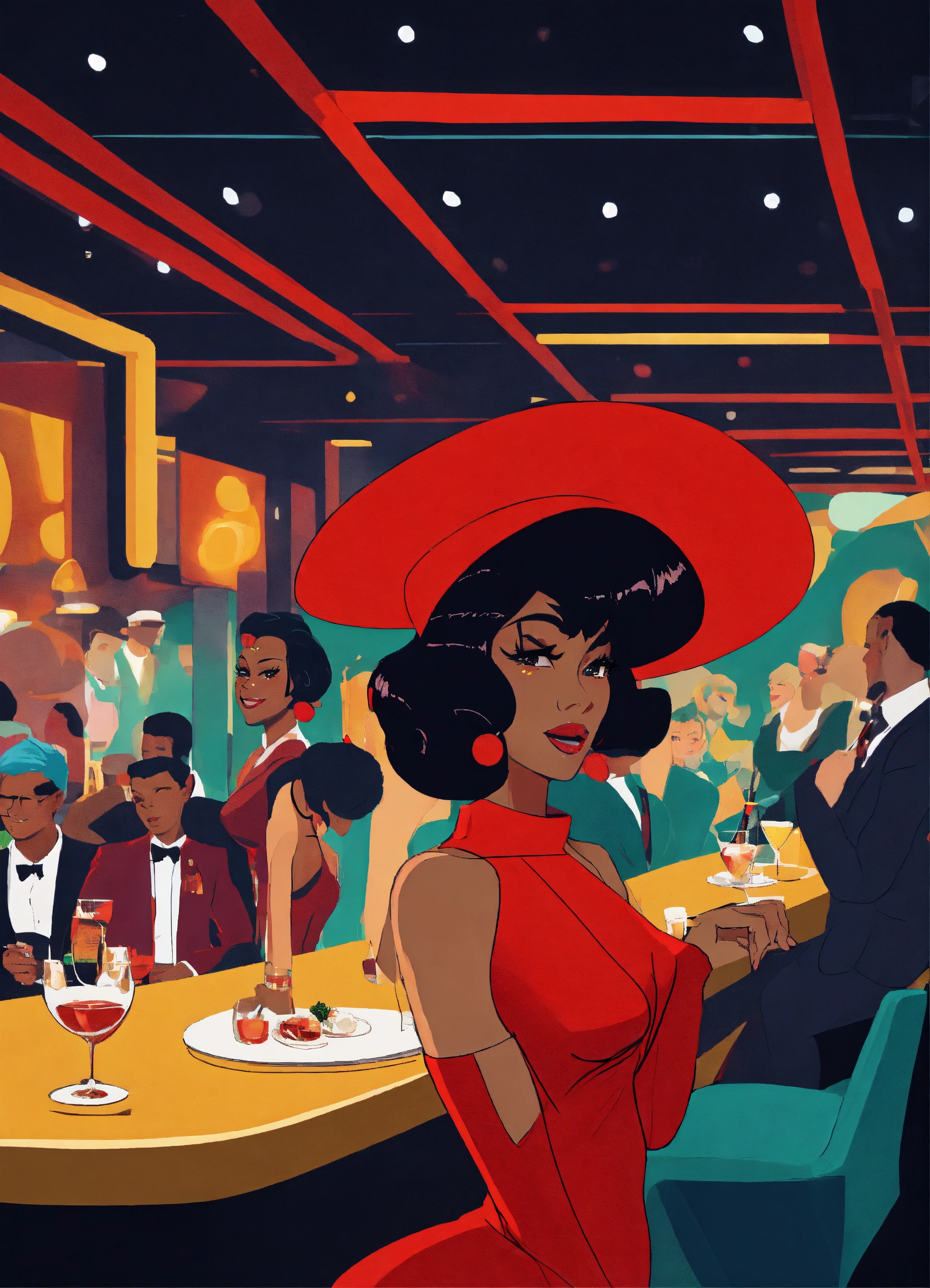 Lexica - Black jetson’s Judy at a nightclub dressed regal and edgy in ...