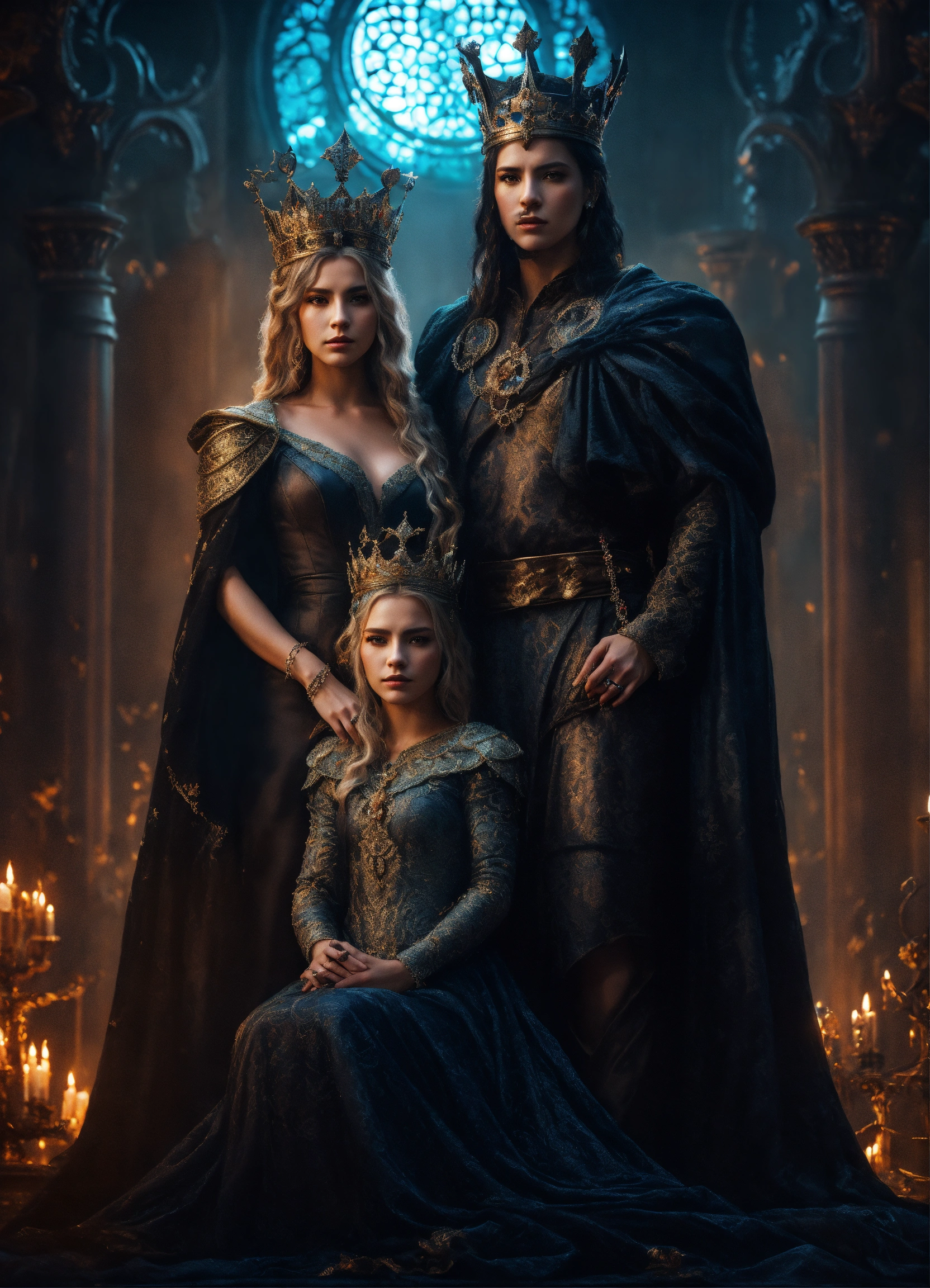 Lexica - Two beautiful queens of darkness holding a beautiful king ...