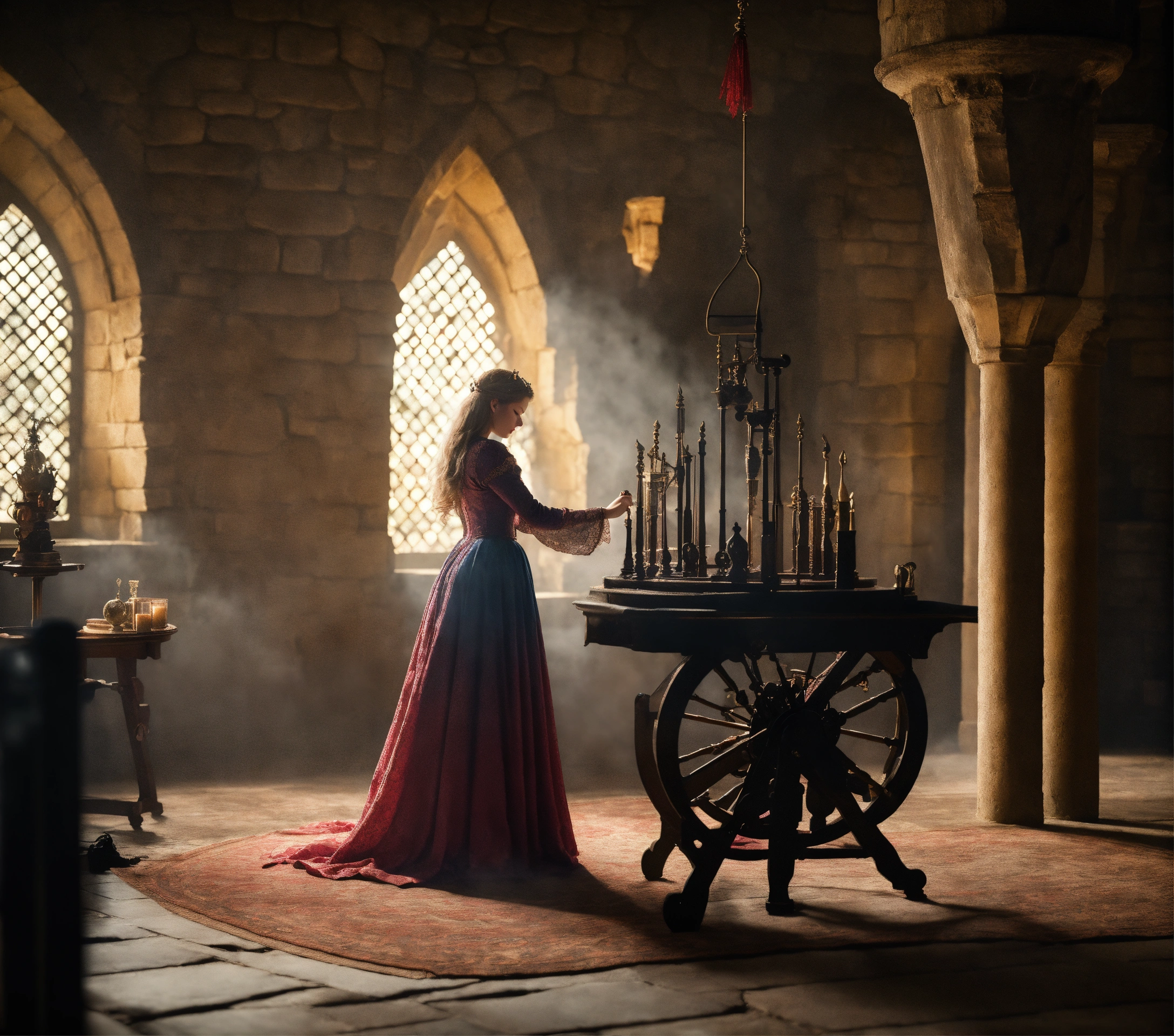 Lexica - Standing Princess sleeping beauty touching a spindle in a ...