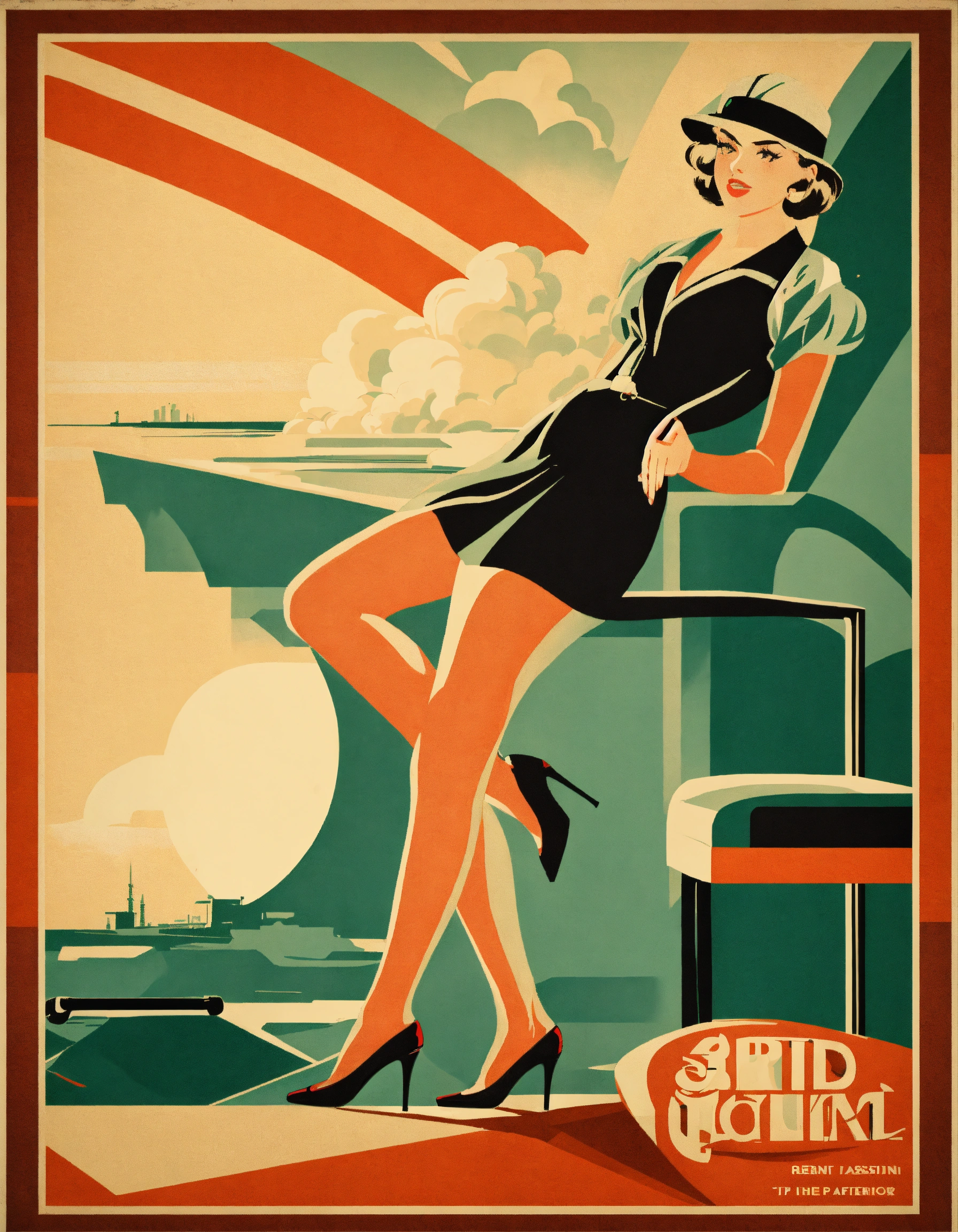 Lexica - Retro poster with a girl in the style of the 30s,advertising ...