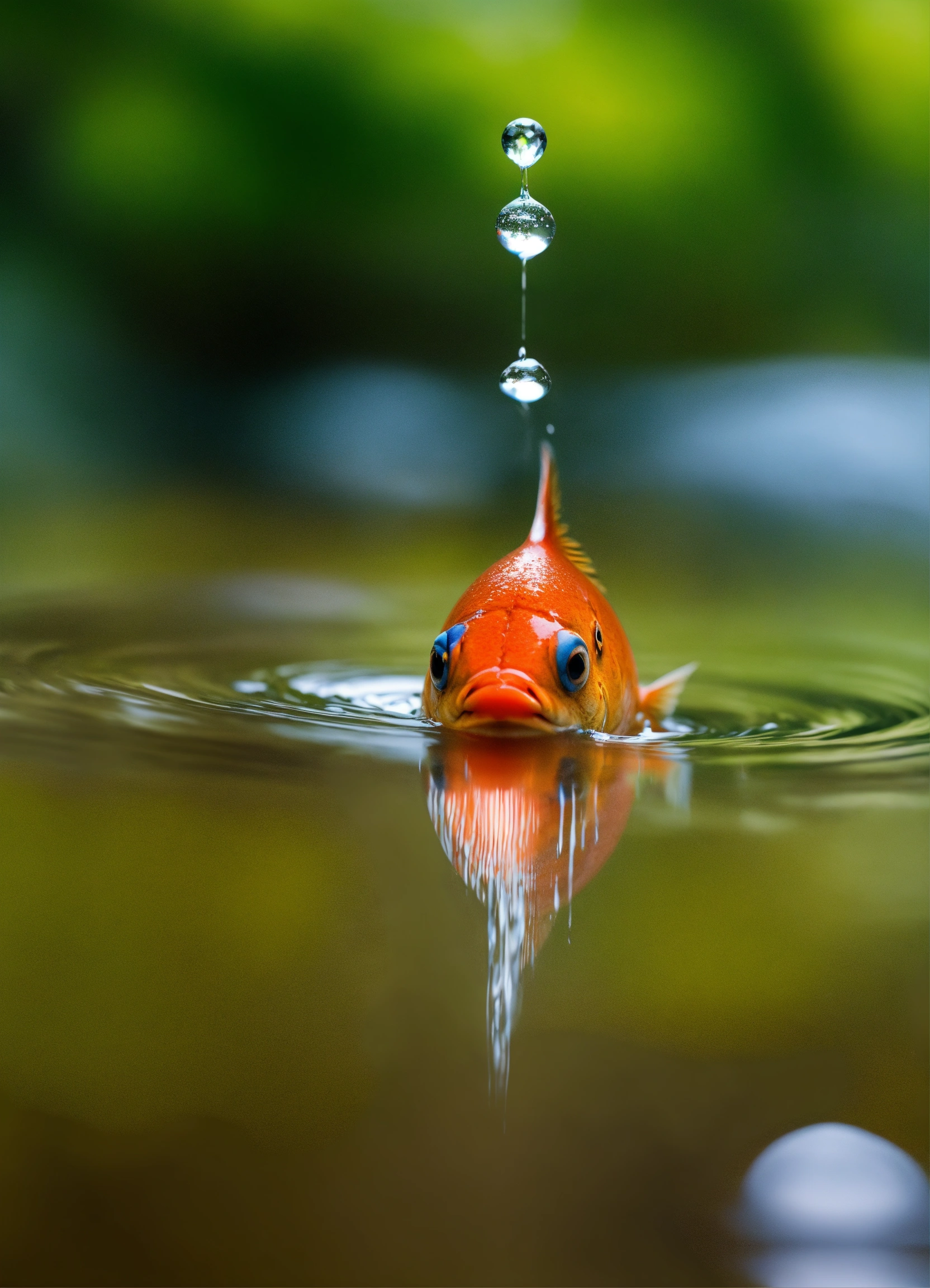 Lexica - The water drop falls below the water surface, it morphs into a ...