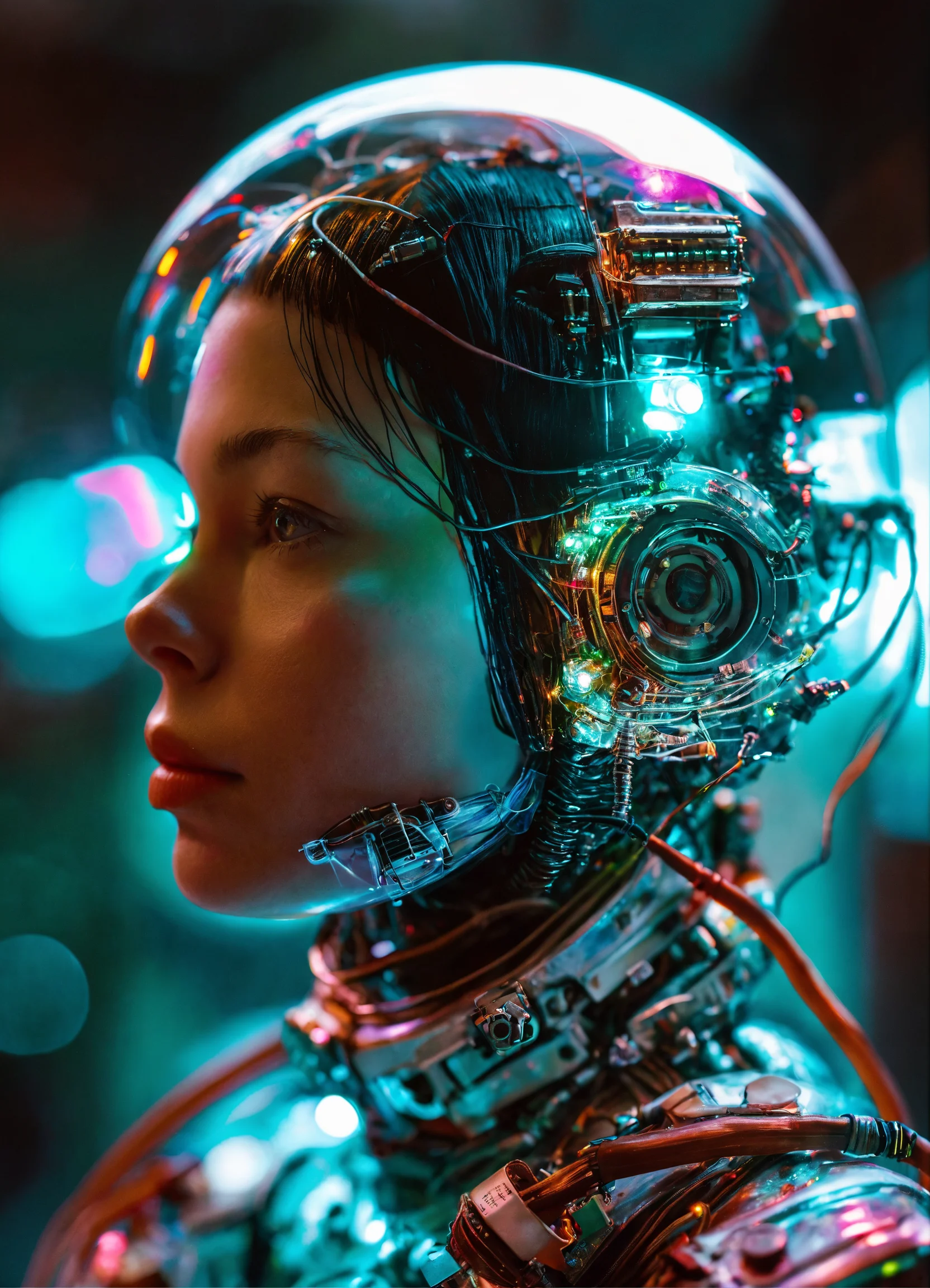 Lexica - Portrait photography, a cyborg astronaut woman head without ...