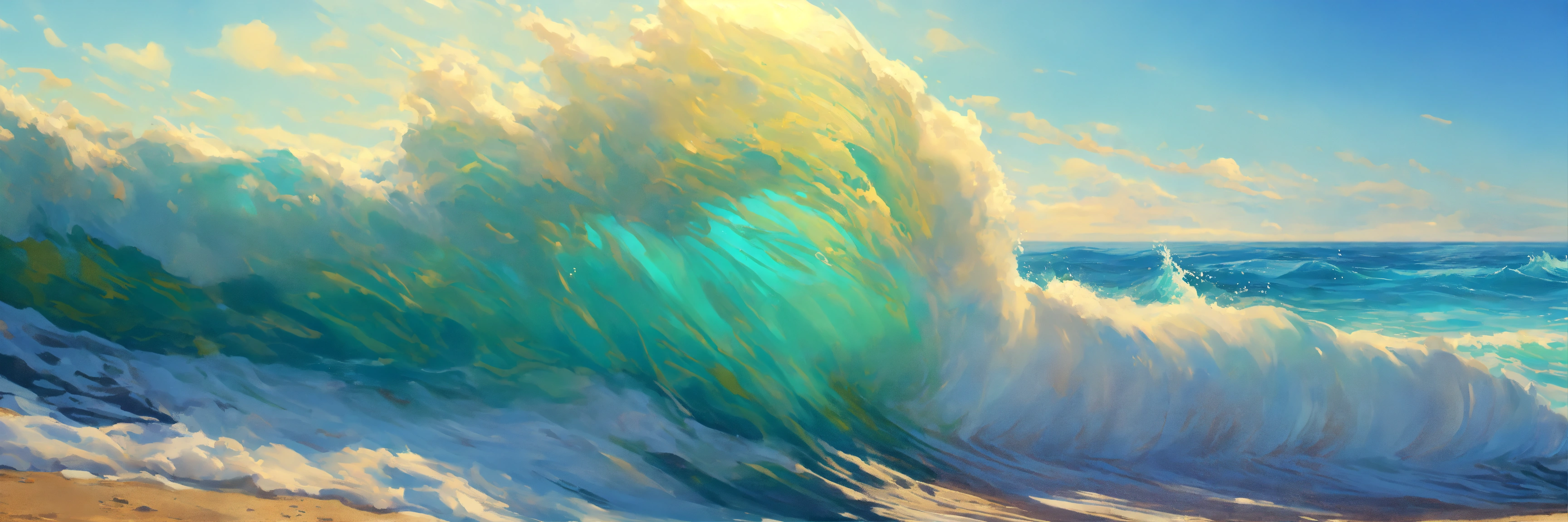Lexica - Sea wave long , noon, daylight(blue sky),sea wave with foam ...