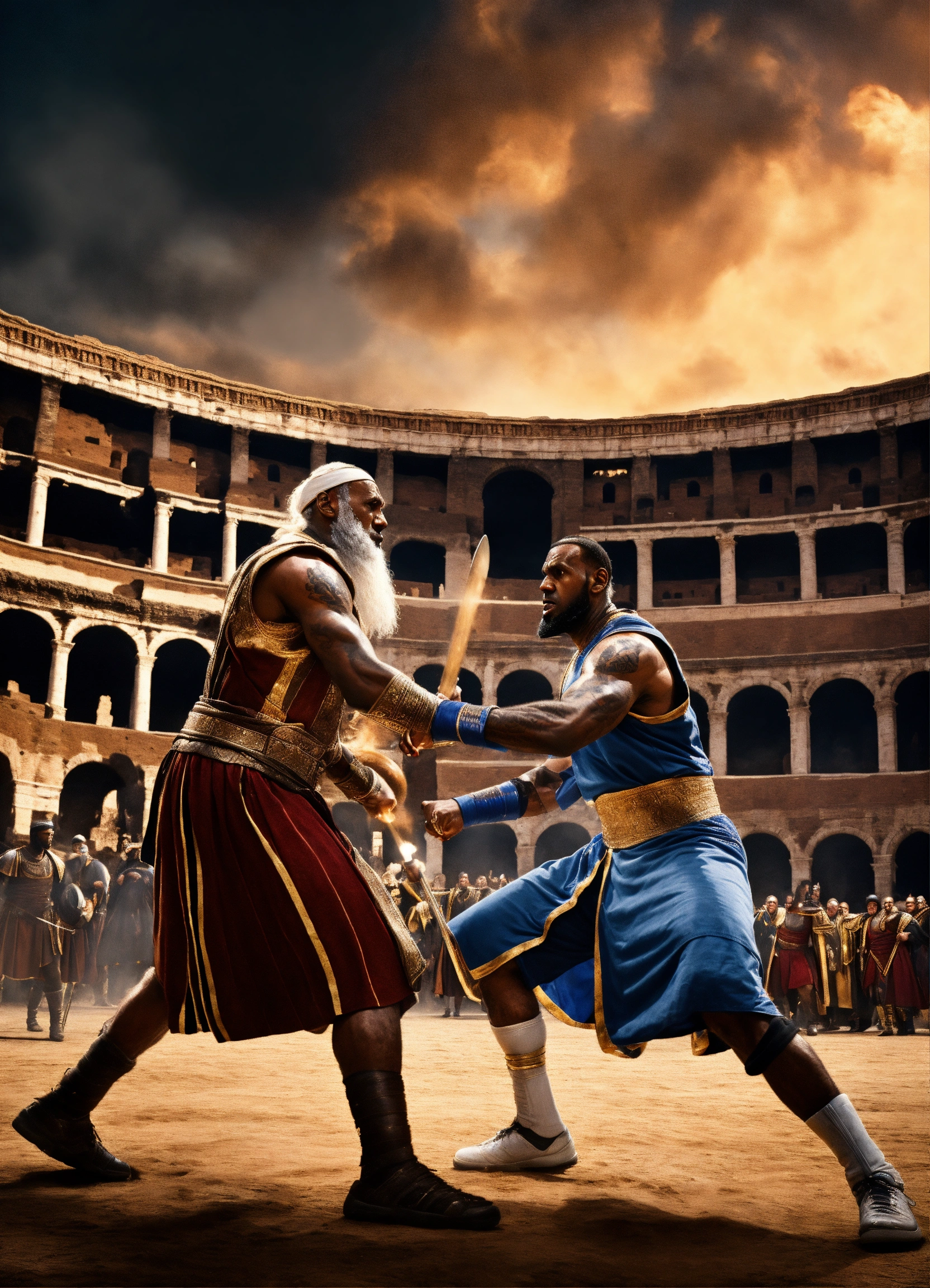Lexica - Photo realistic shot of dumbledore and lebron james fighting ...