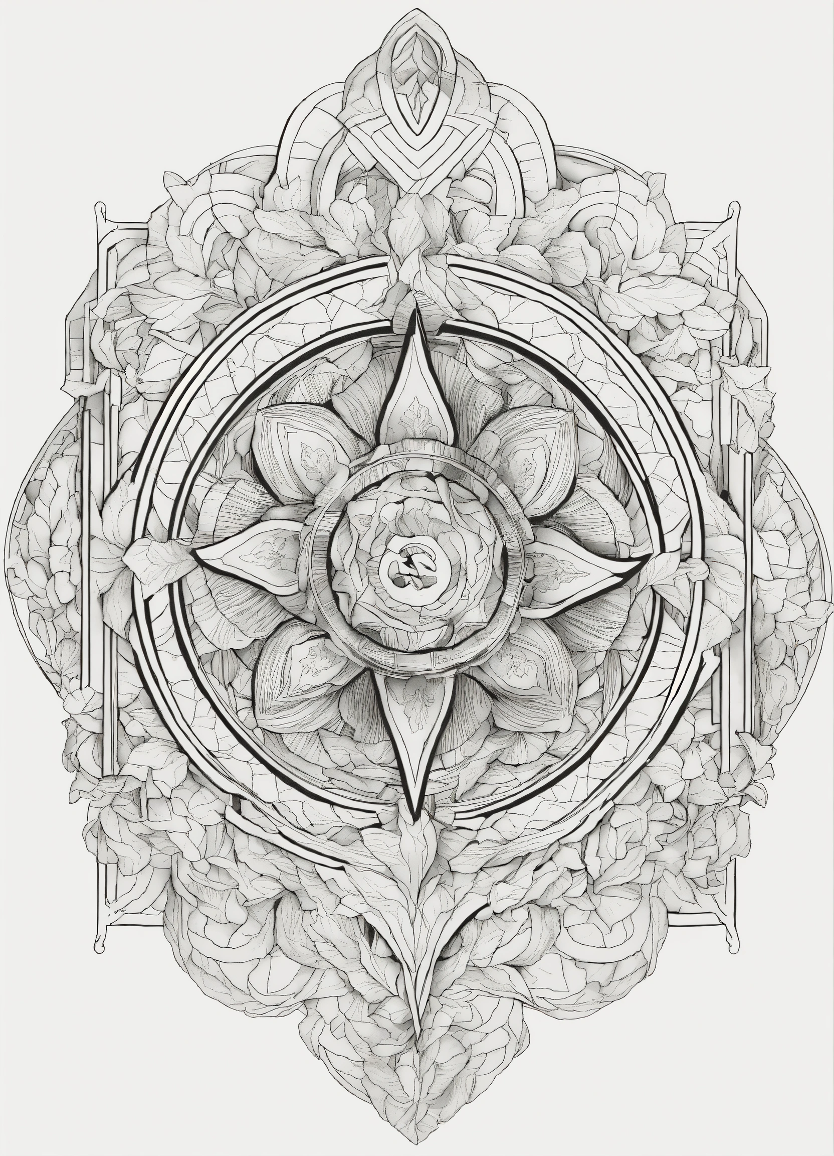 Lexica - B/w outline art for tattoo logo design page, full white, white ...