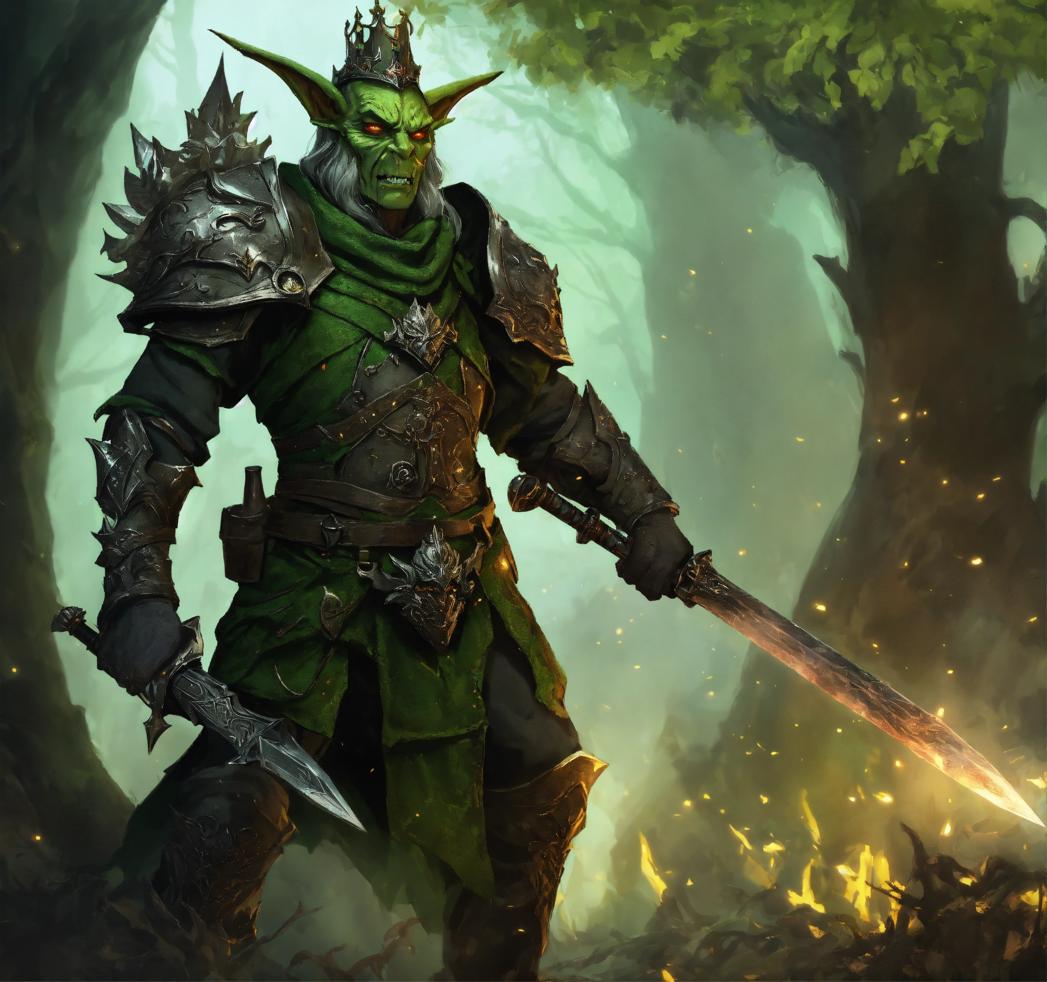 Lexica - Fantasy setting, a sinister-looking Goblin Lord, with dark ...