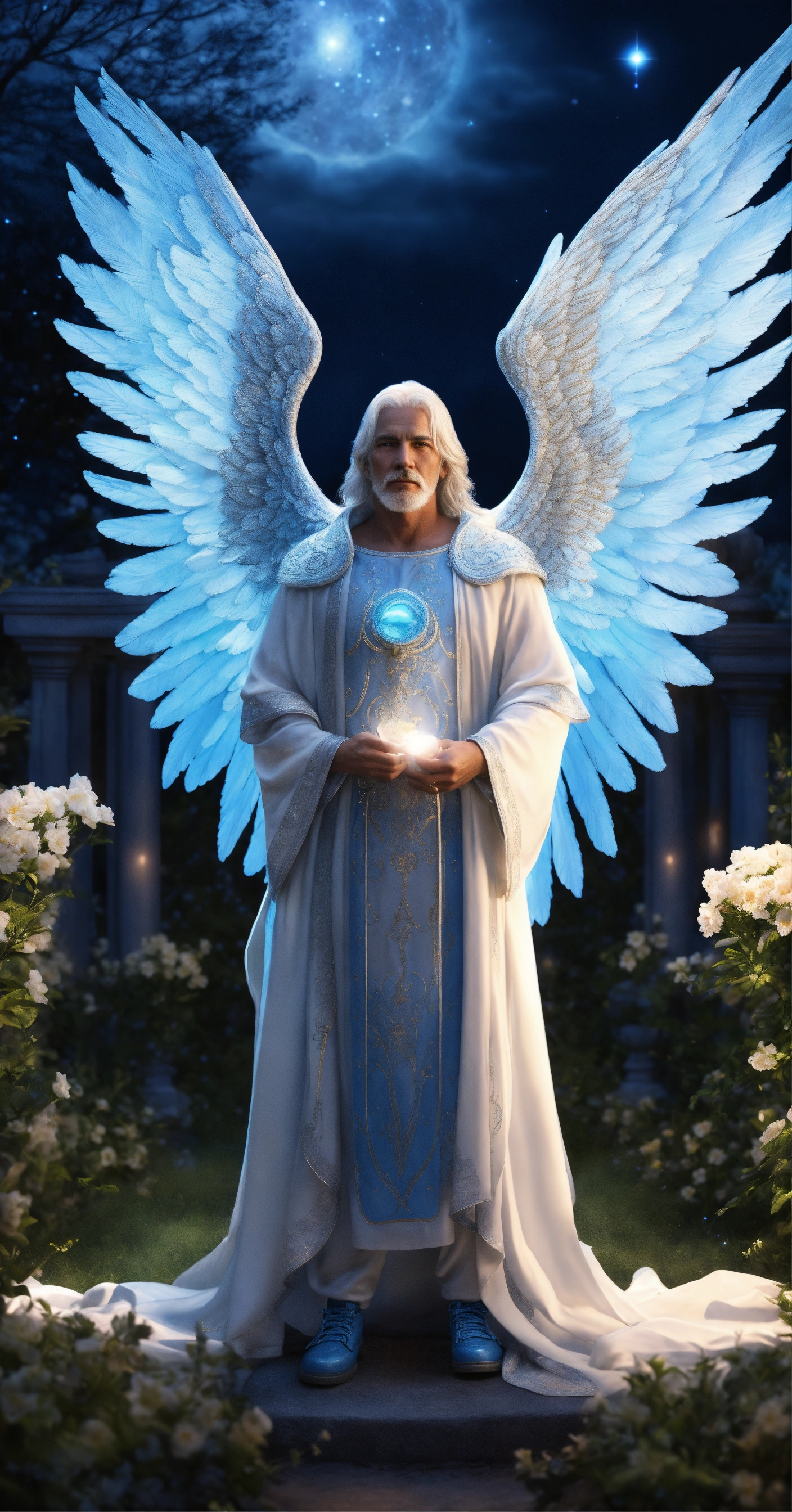 Lexica - 2 male guardian angels with detailed and luminous blue angel ...