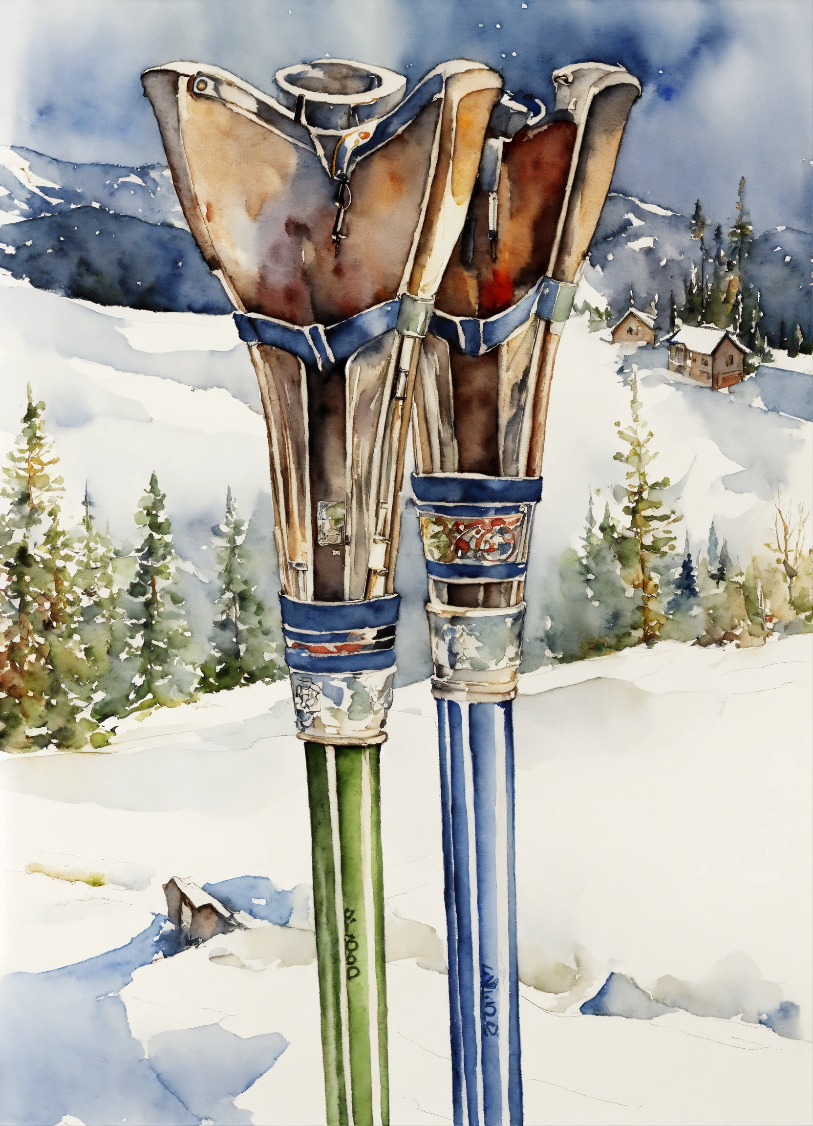 Lexica - White background, a pair of ski poles, fantasy, sharp focus ...