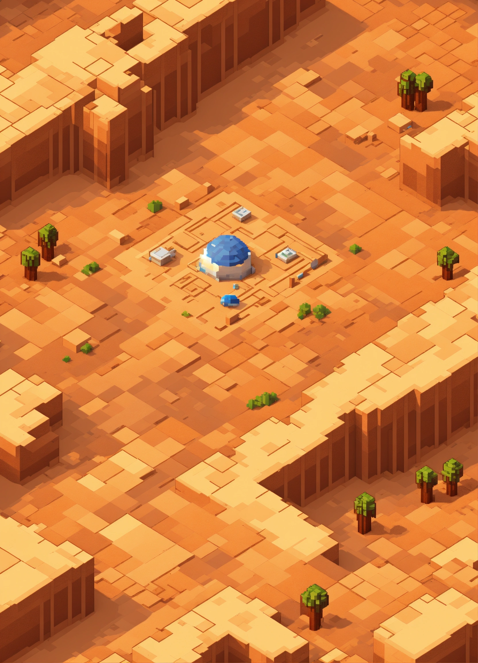 Lexica - Simple blocky pixel 8-bit image of a completely flat desert ...