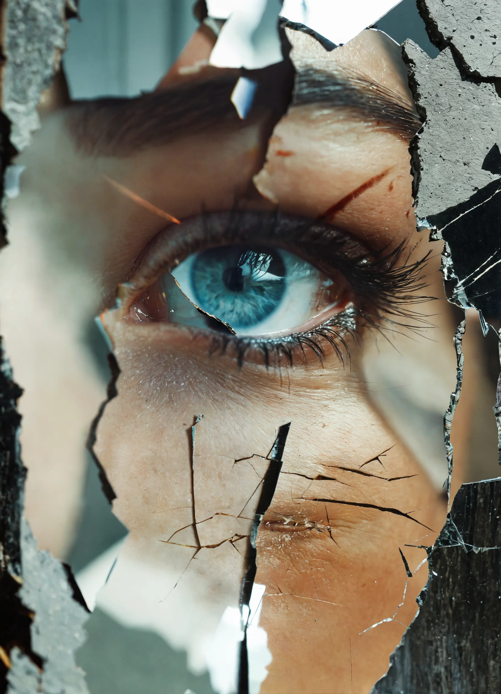 Lexica - Double Exposure photo, featuring eye, shattered mirror effect ...