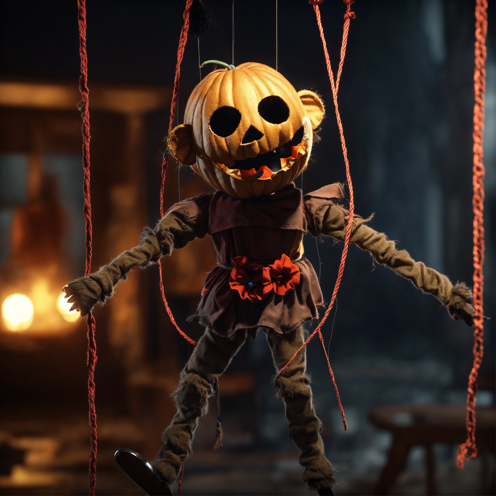Lexica - Scary puppet on a string, halloween, unreal engine render, 8k