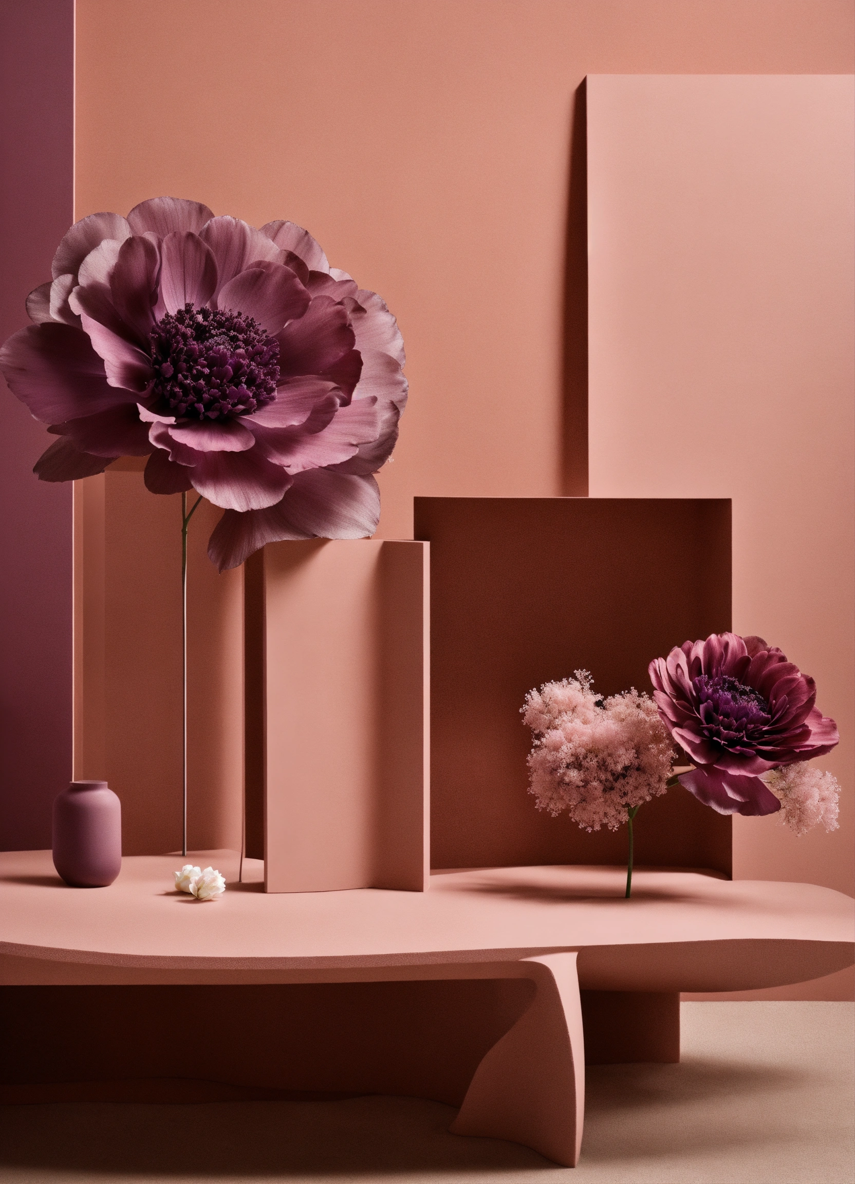 Lexica - Muted tones of dusty pink and dark purple surreal combination ...