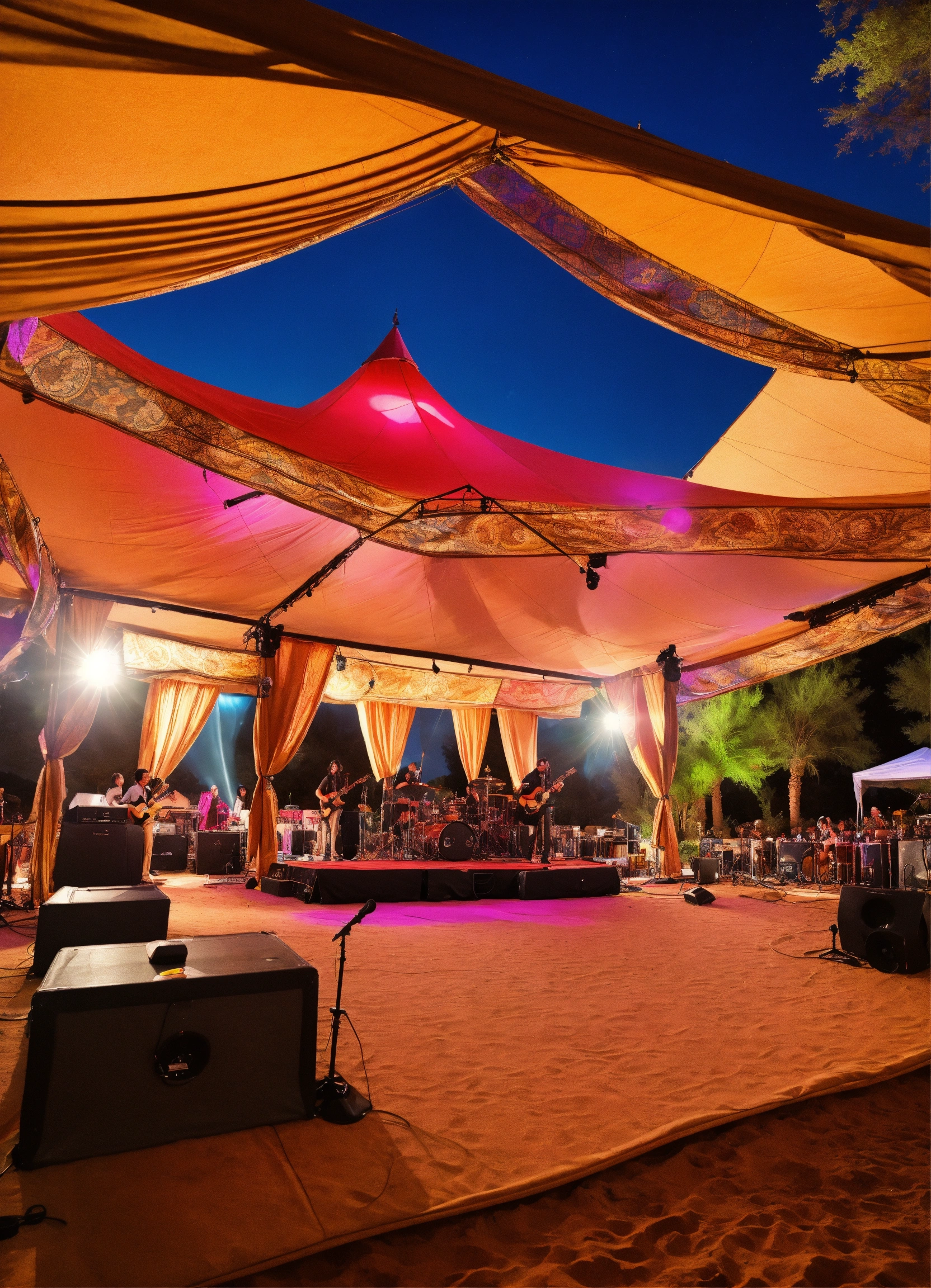 Lexica - Elegant desert Arabian tent themed outdoor concert stage with ...