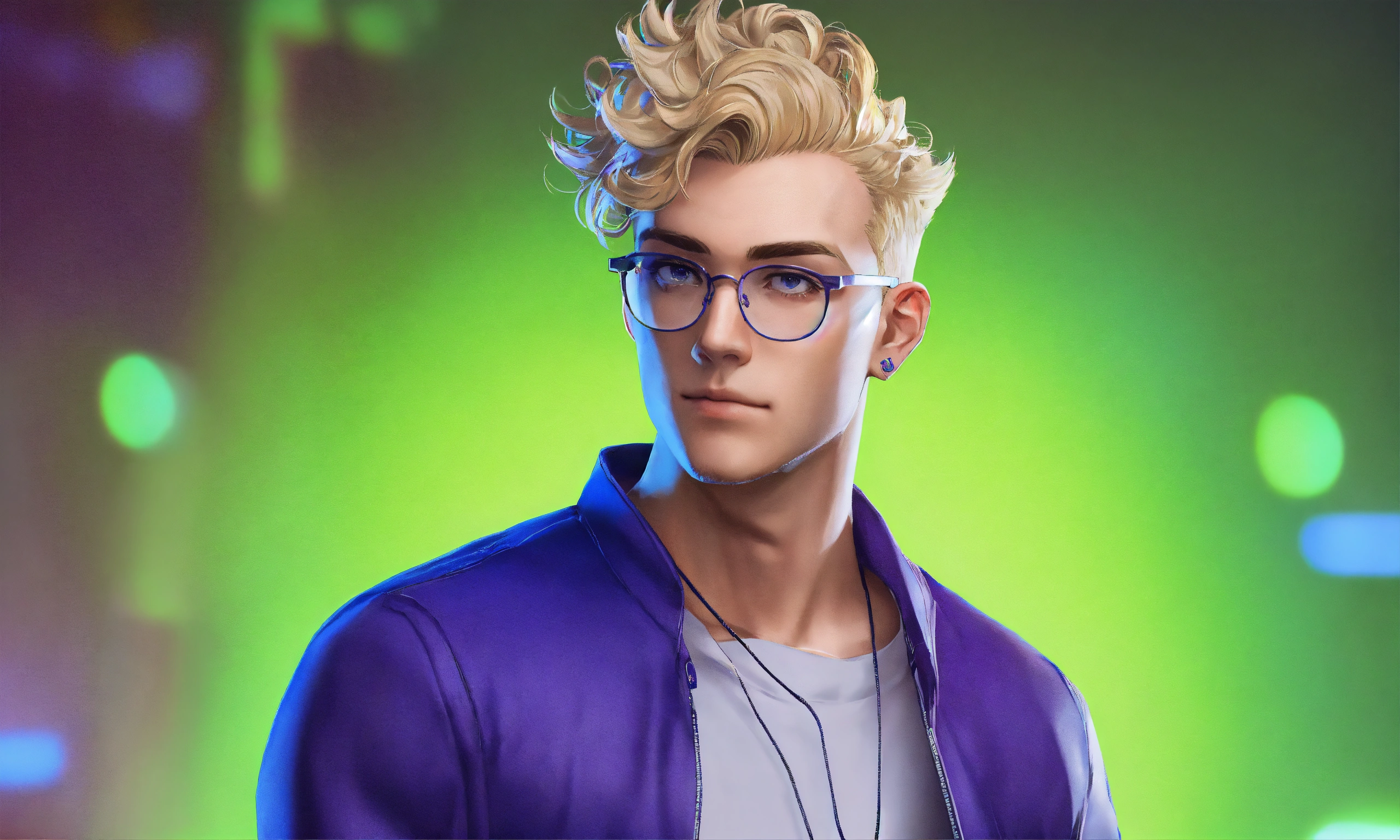 Lexica - A male gaming streamer, blonde hair, clean shaved, short wavy ...