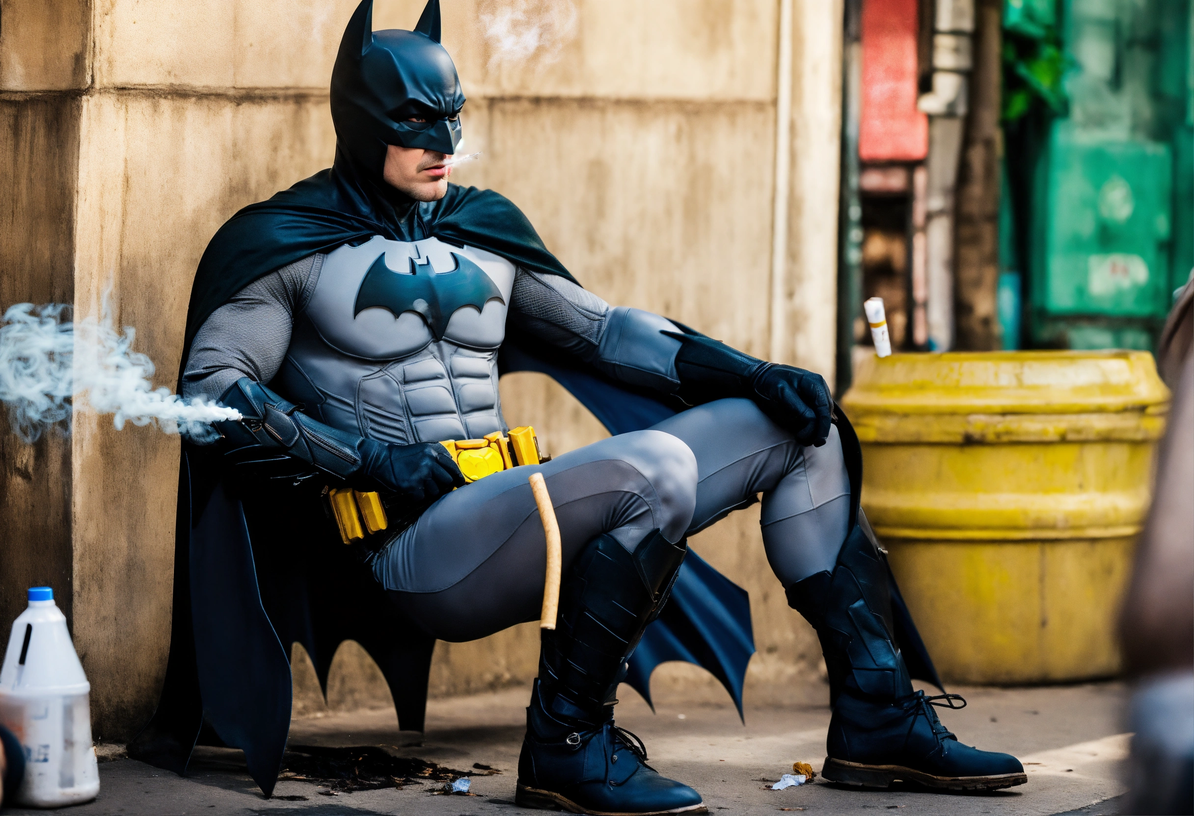 Lexica - Batman smoking on manila street