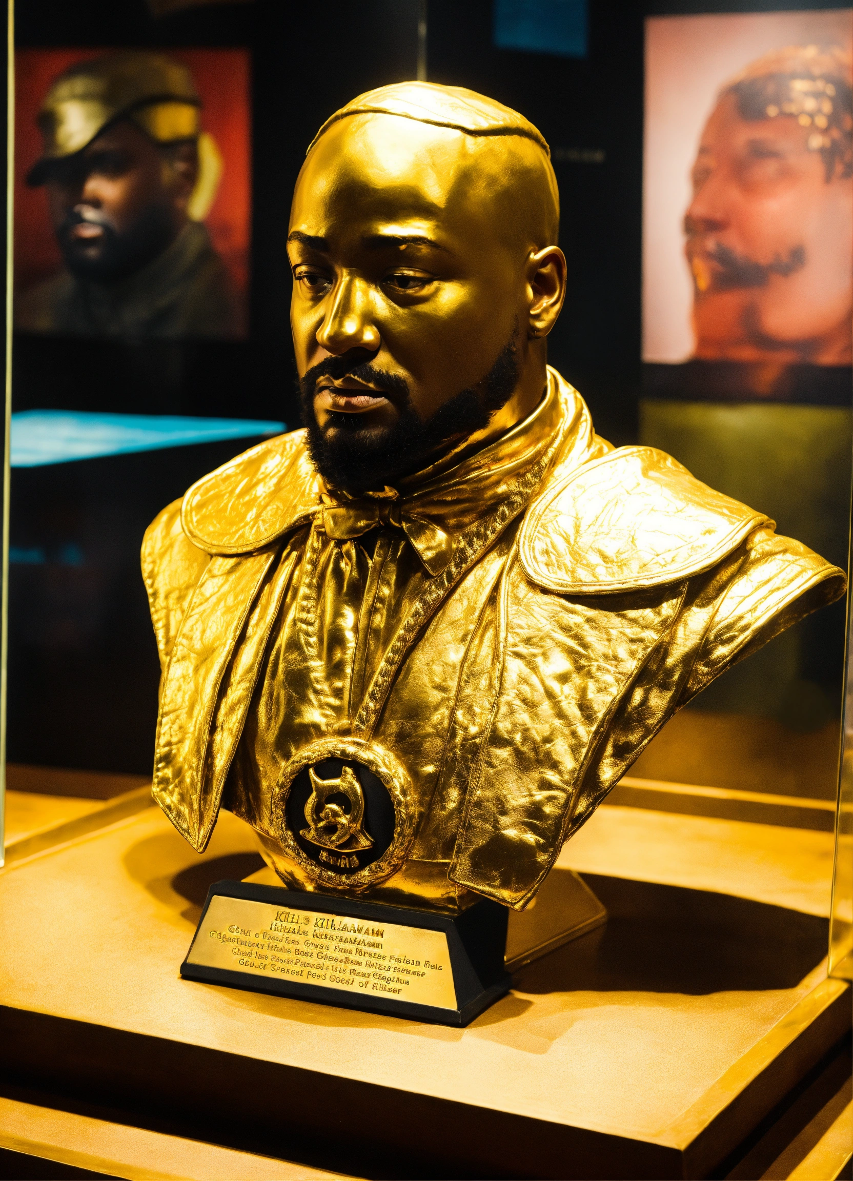 Lexica - A gold bust of the rapper Ghostface Killah in a museum with ...
