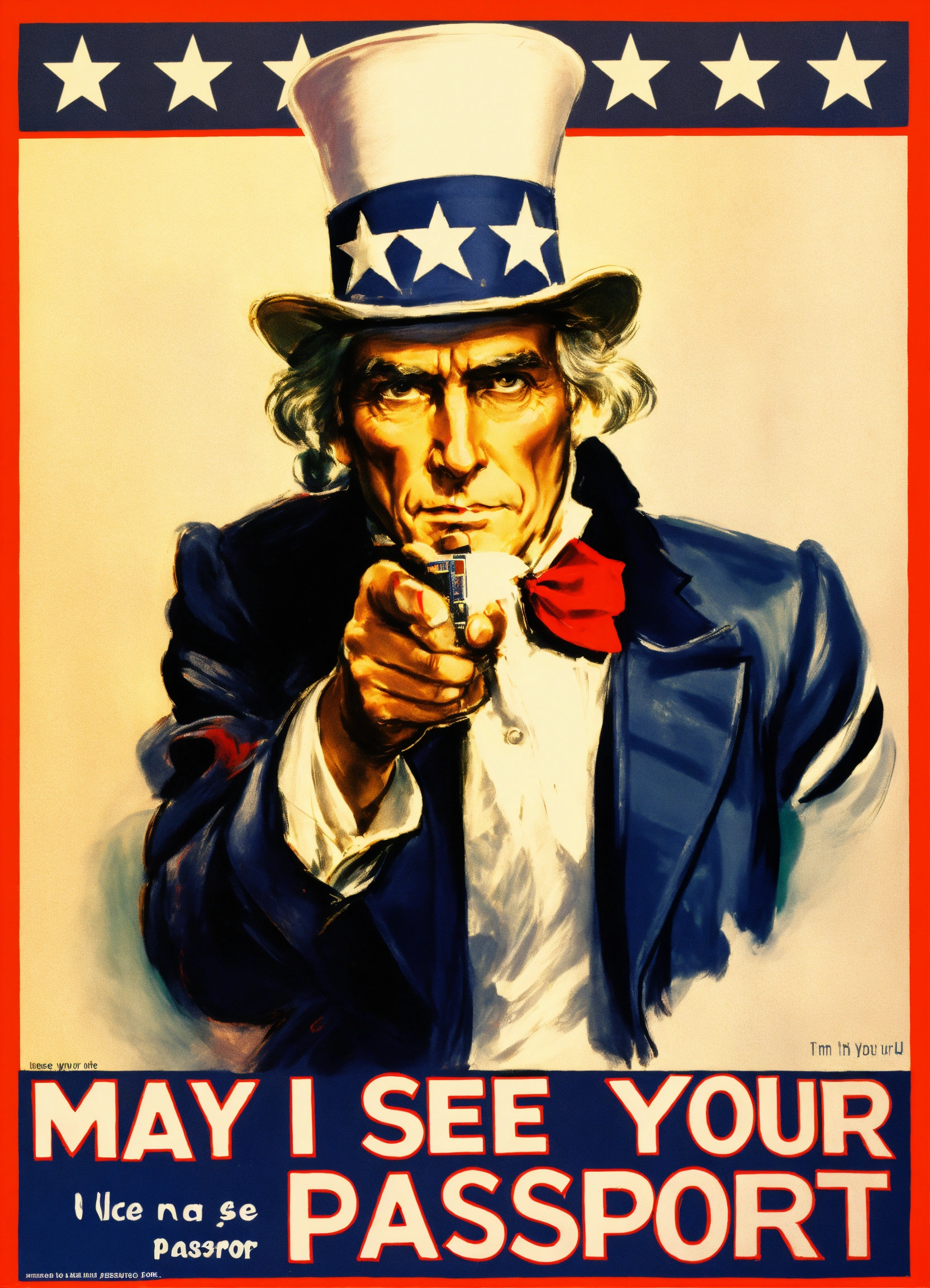 Lexica - Create a poster of uncle sam saying "May I see your passport