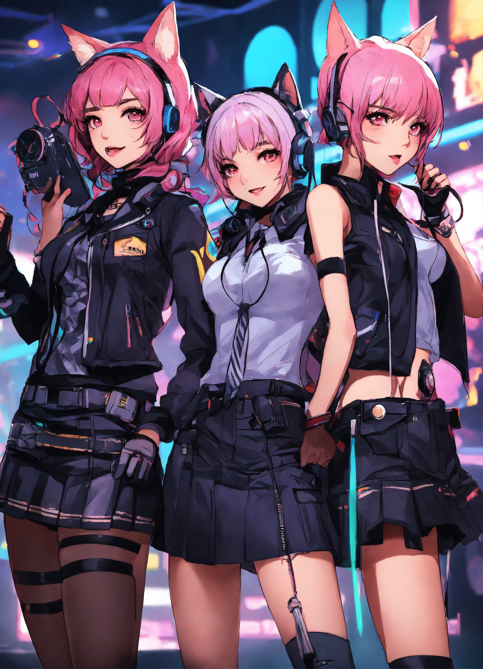 Lexica - Cyberpunk J-pop band with 3 members school girl, cat girls ...