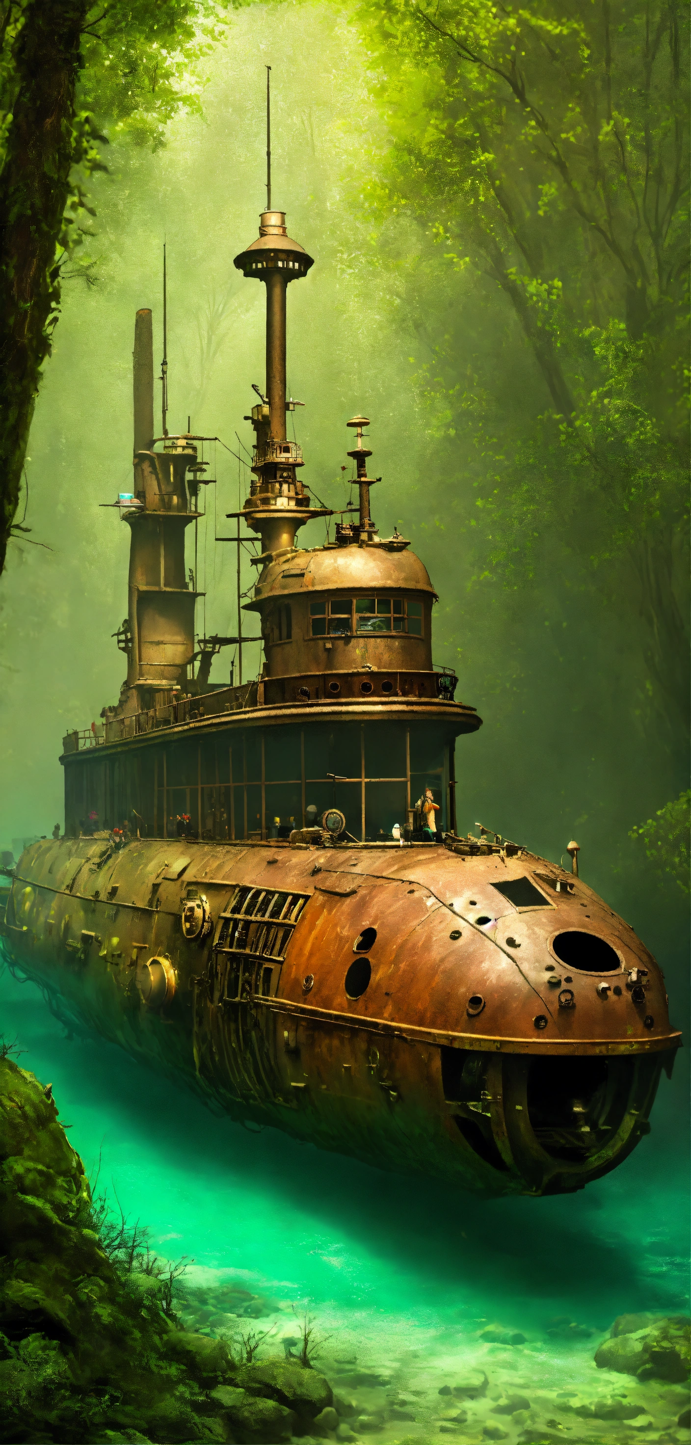 Lexica - Beached steampunk submarine shipwreck in swamp