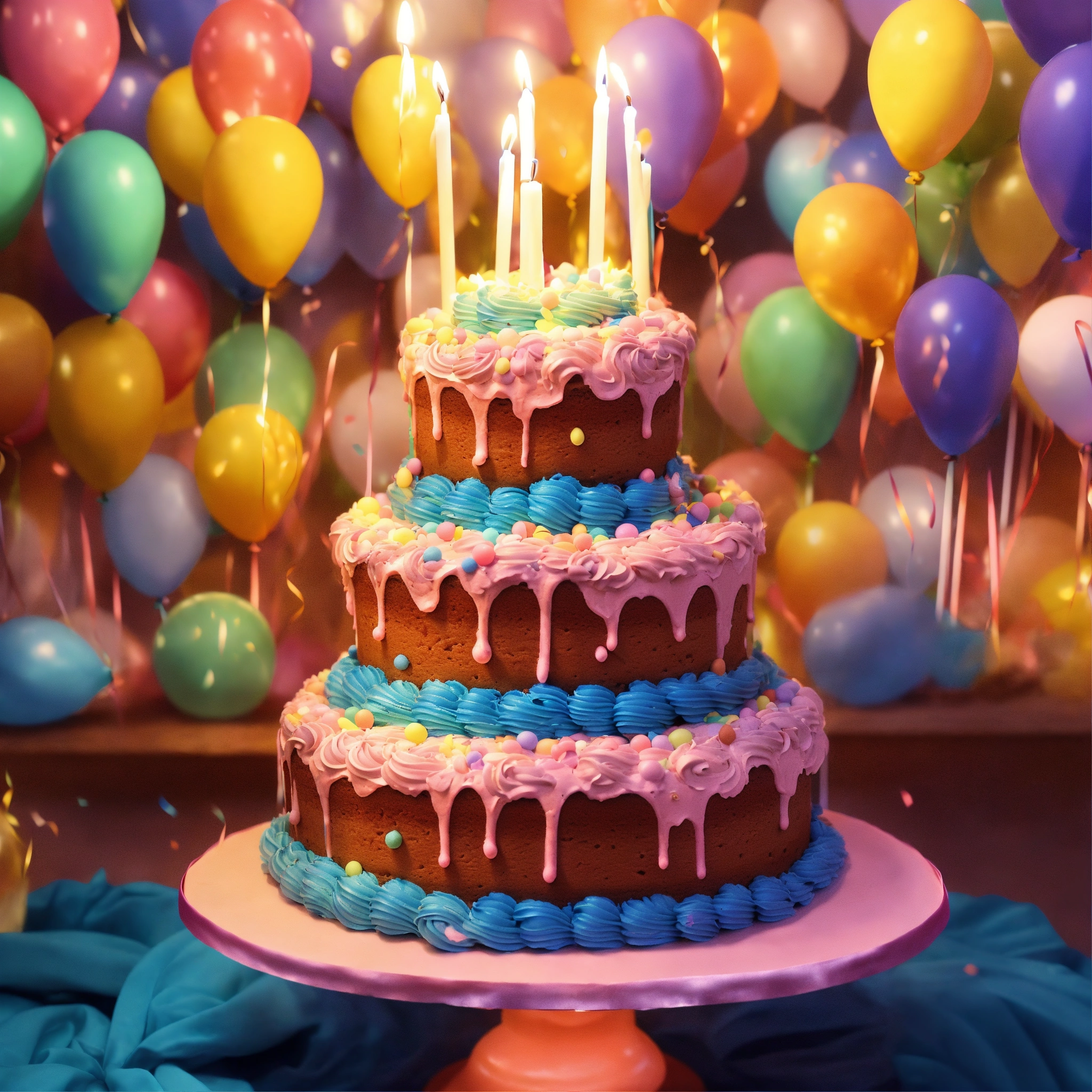 Lexica - Epic shot of a ultra detailed birthday cake with many candles ...