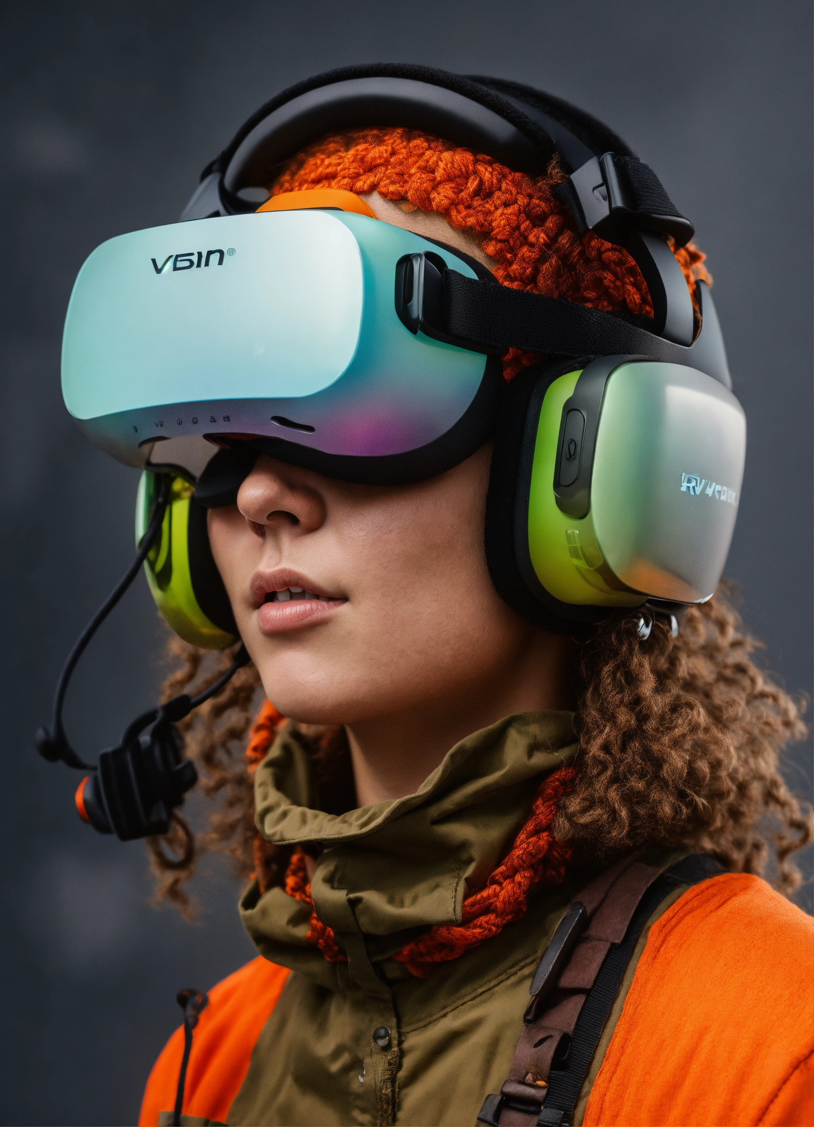 Lexica - Front view image, how head gear wraps around the head, VR ...