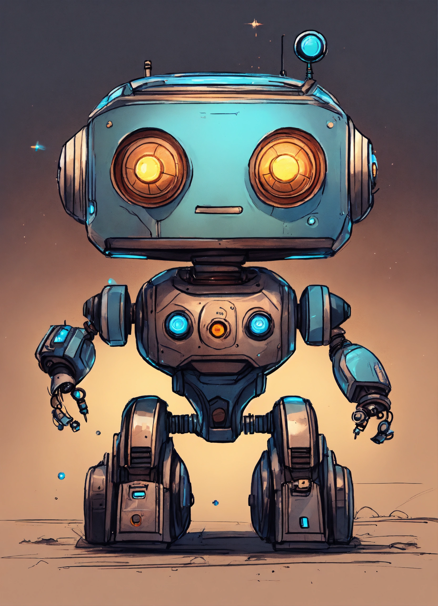 Lexica - Minimalist color sketch of sci-fi cute robot design in the ...