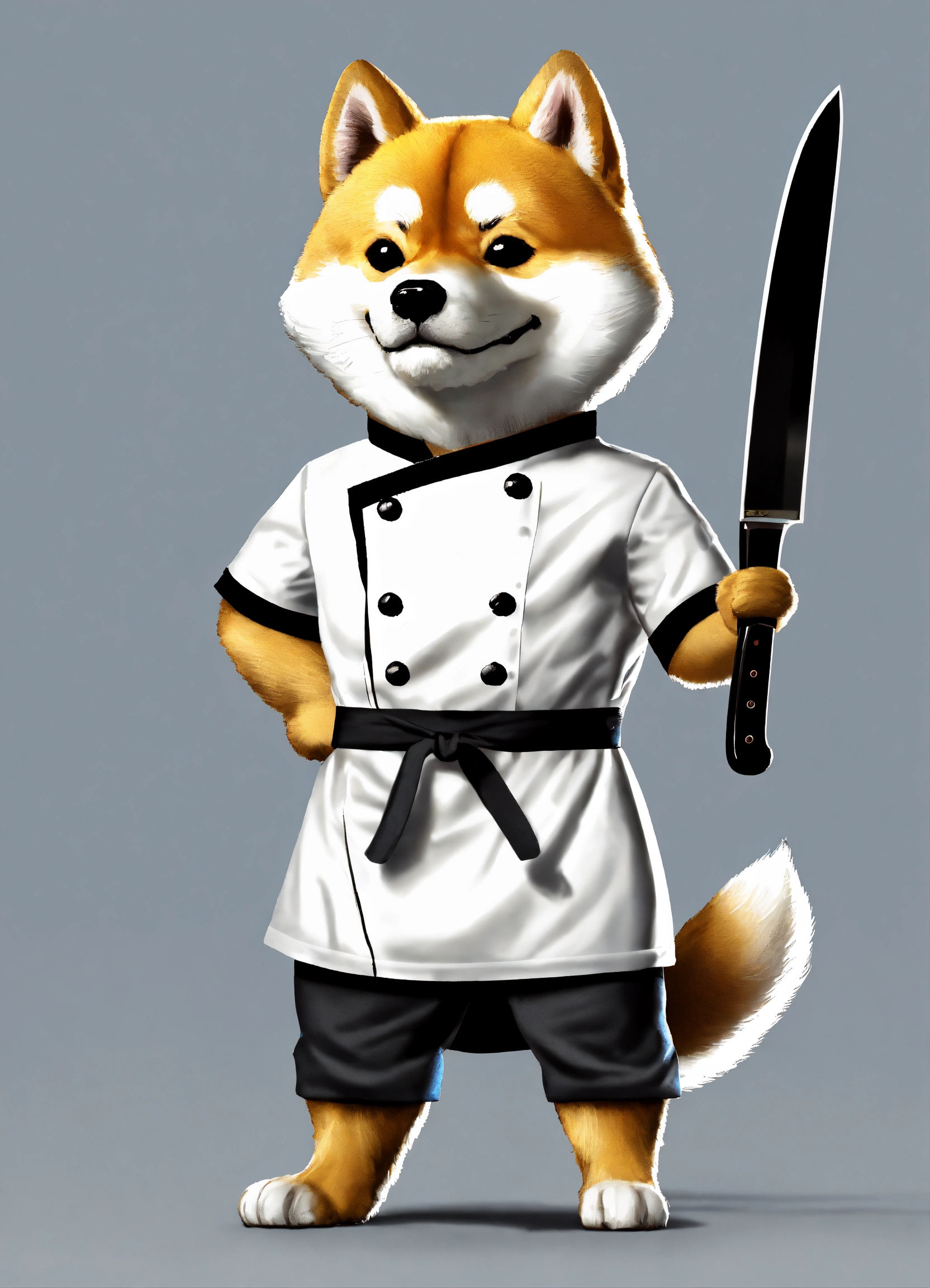 Lexica - Anthropomorphic shiba inu in a chef's white shirt and white ...