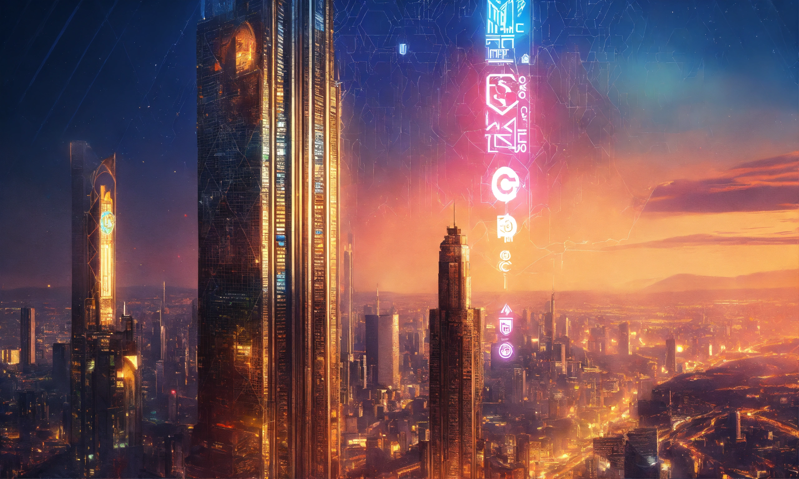 Lexica - BANNER OF A CRYPTO CURRENCY PROJECT IN 2050 CITY