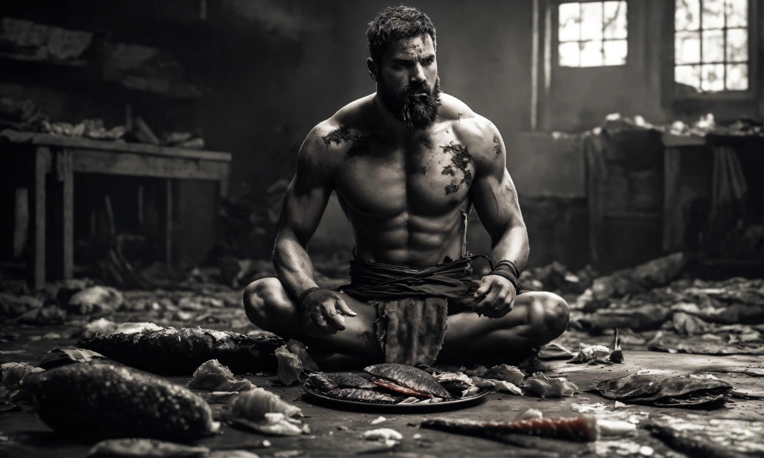 Lexica - Black and white illustration, Wide angle environmental full ...