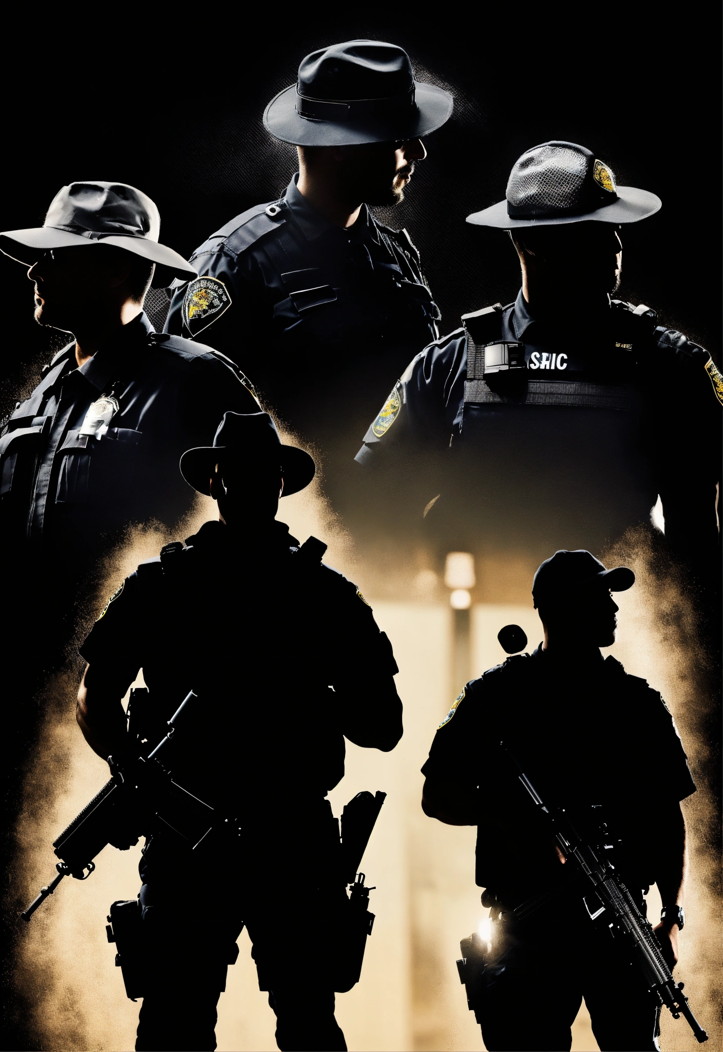 Lexica - House security team wearing hats silhouette
