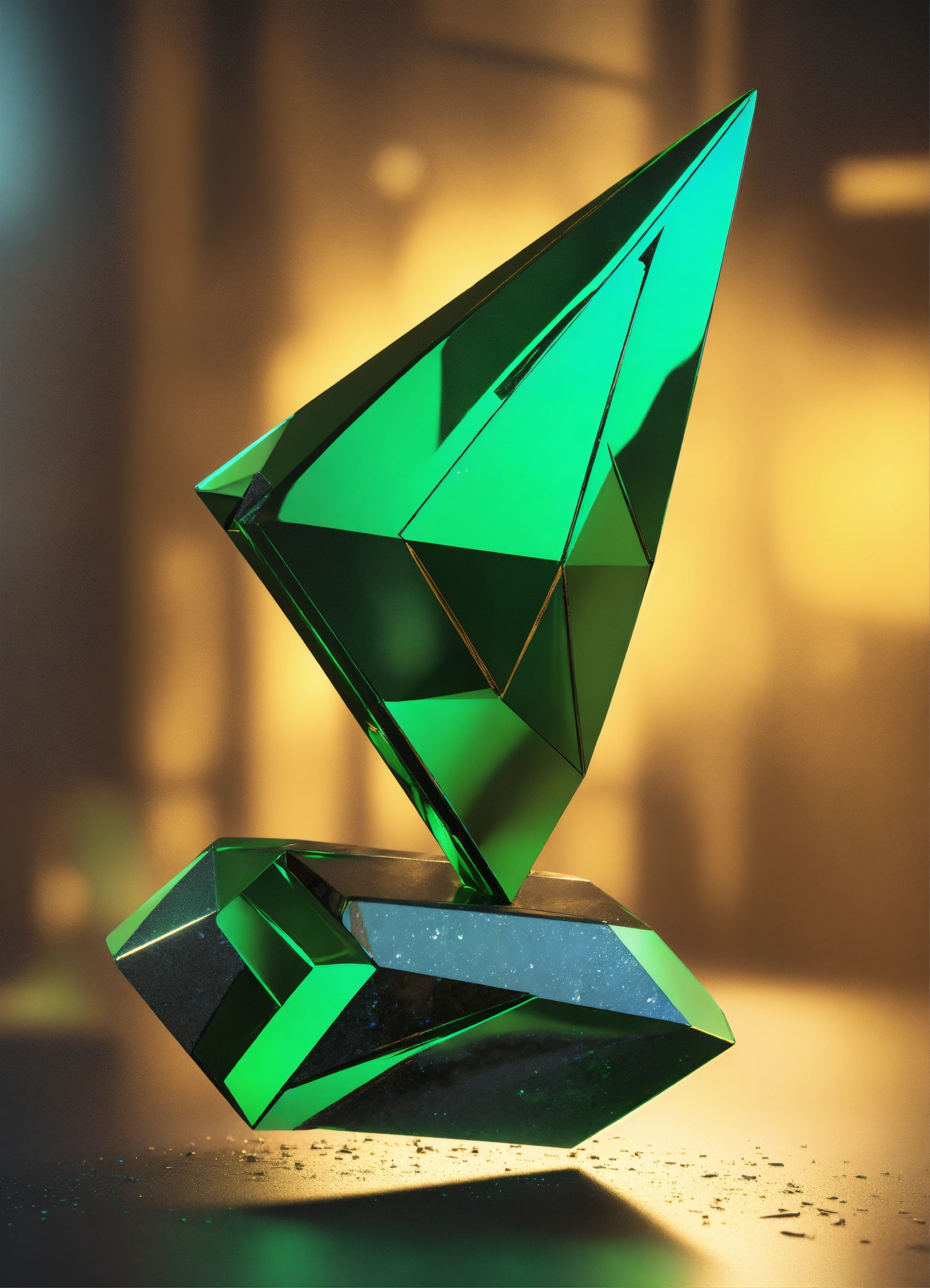 Lexica - A photorealistic render of a metallic crystalline arrow, made of green hot metal and ...