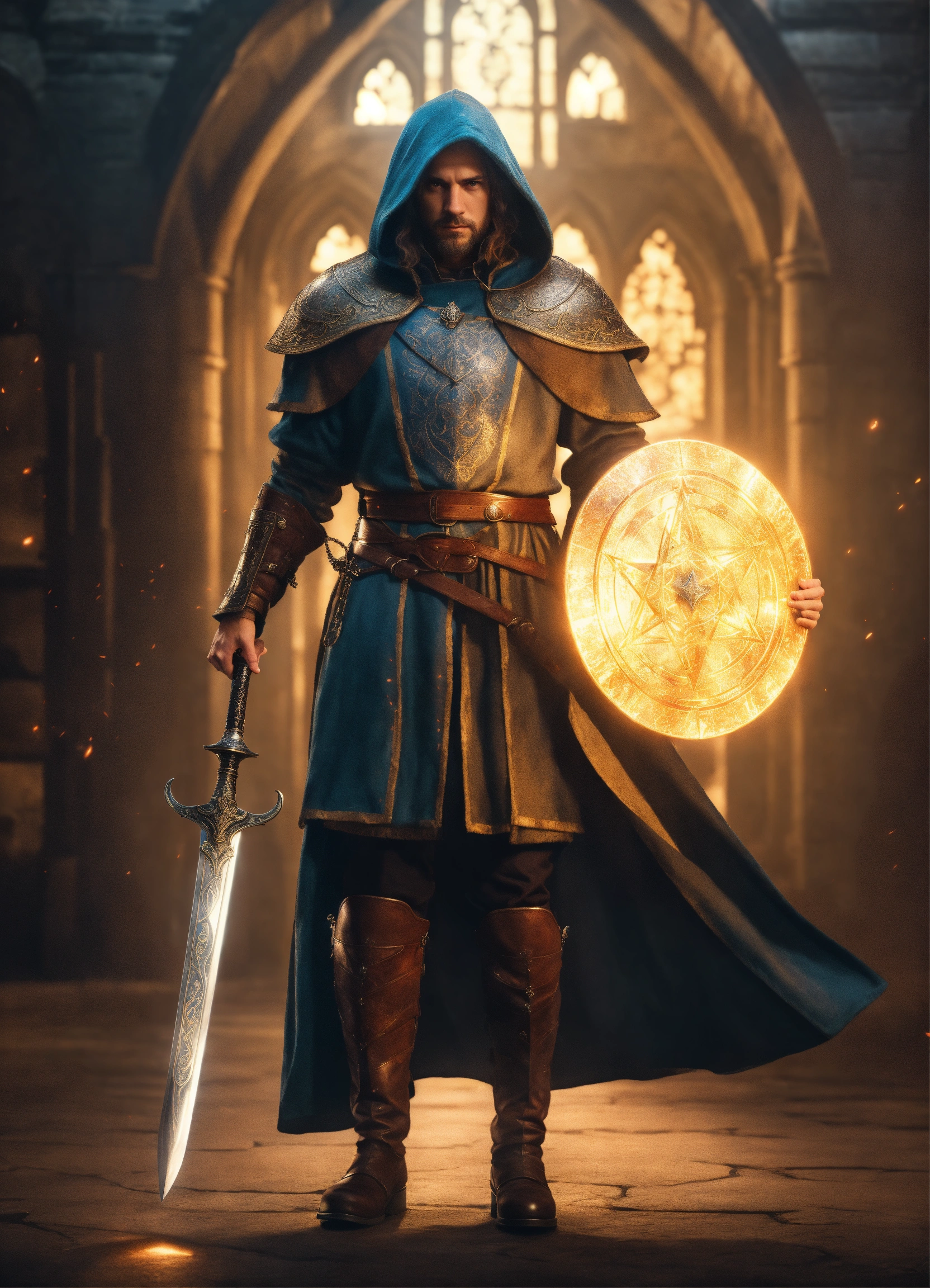 Lexica - A realistic full body portrait of a medieval spell caster with ...