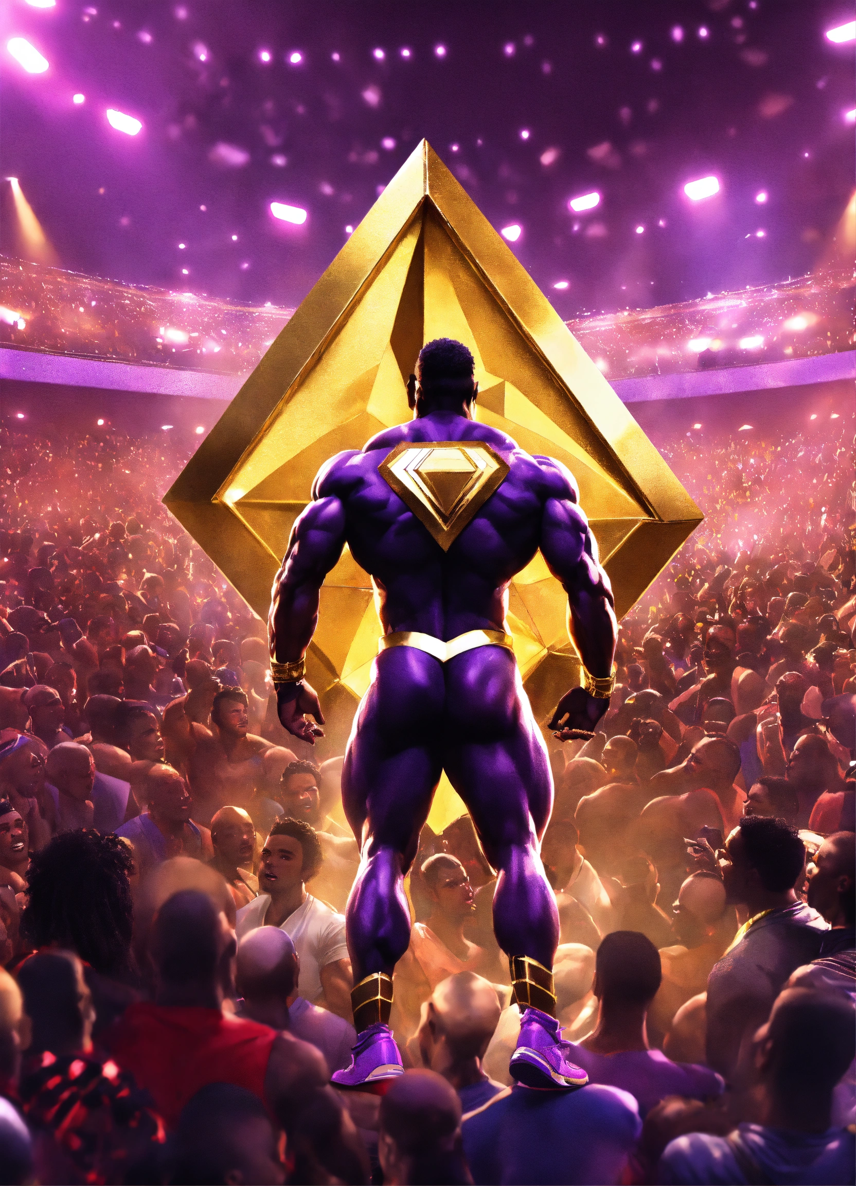 Lexica - An image of a huge bodybuilder capped African superhero ...