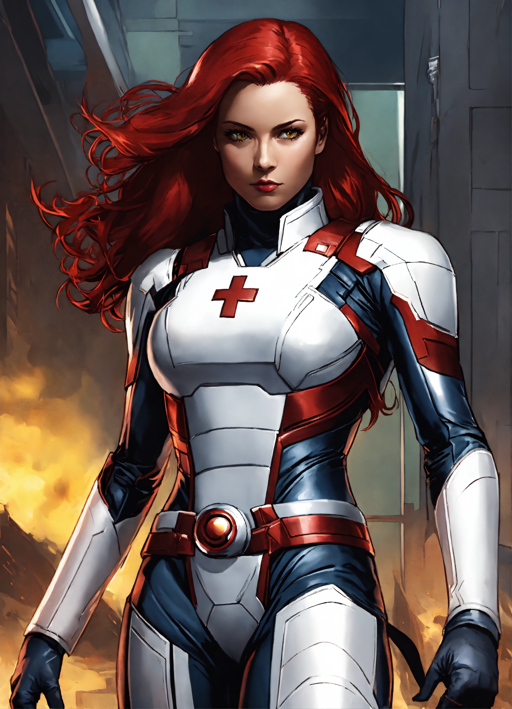 Lexica - Female X-Men Shadowcat with red hair wearing all white metal ...