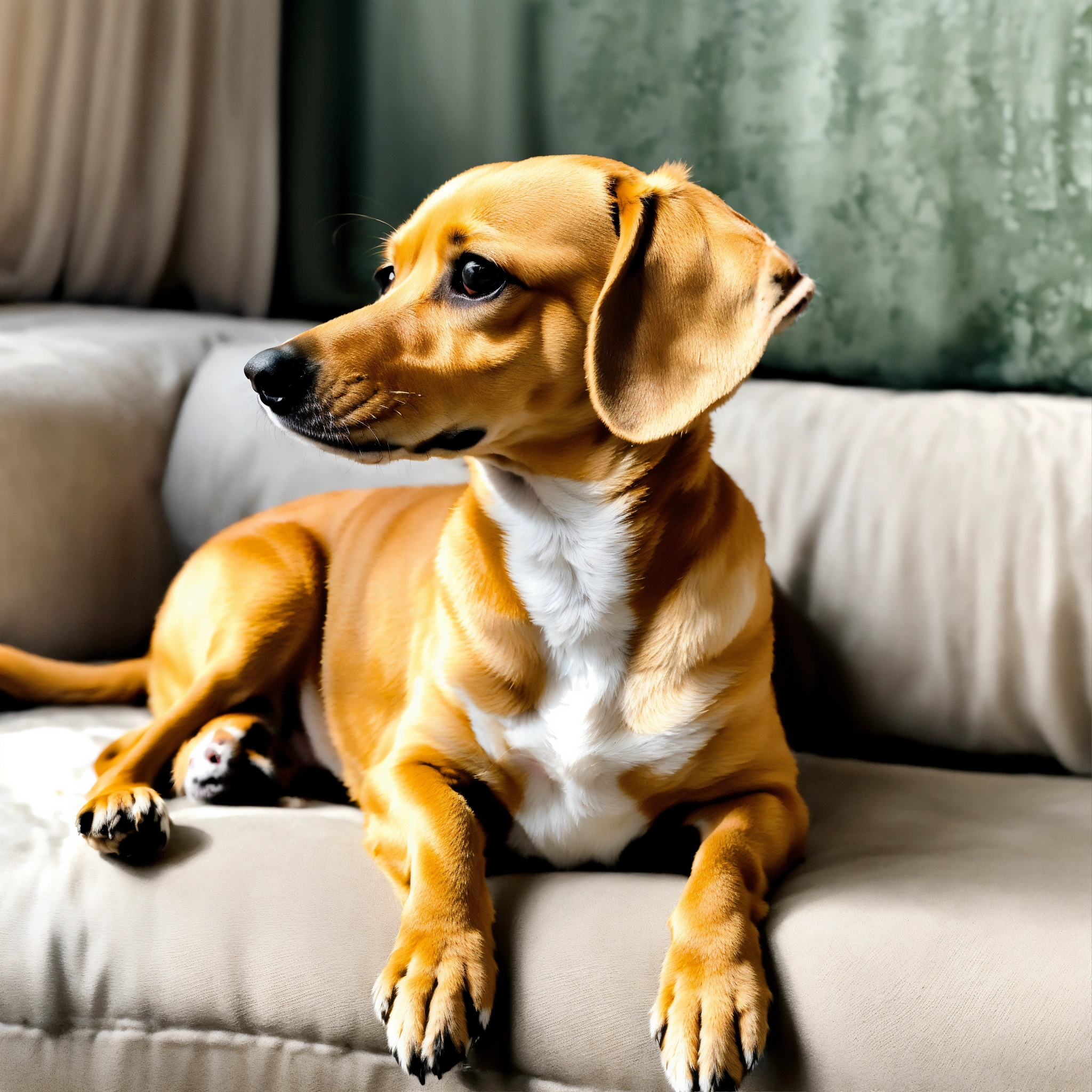 Lexica - Watercolor with light colors of a tan chiweenie with a white ...