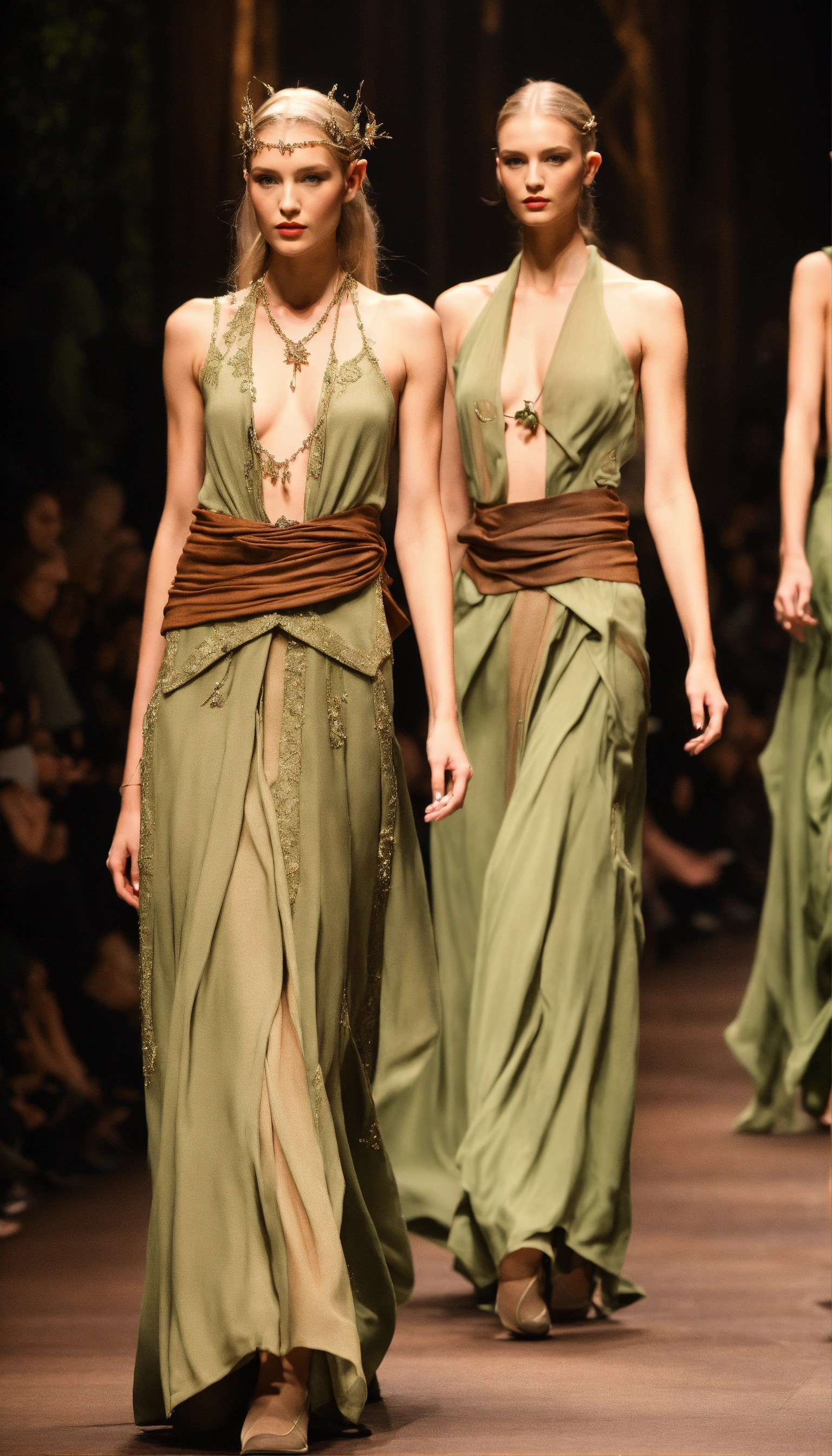 Lexica - Lothlorien female elves walking runway during elvin fashion ...