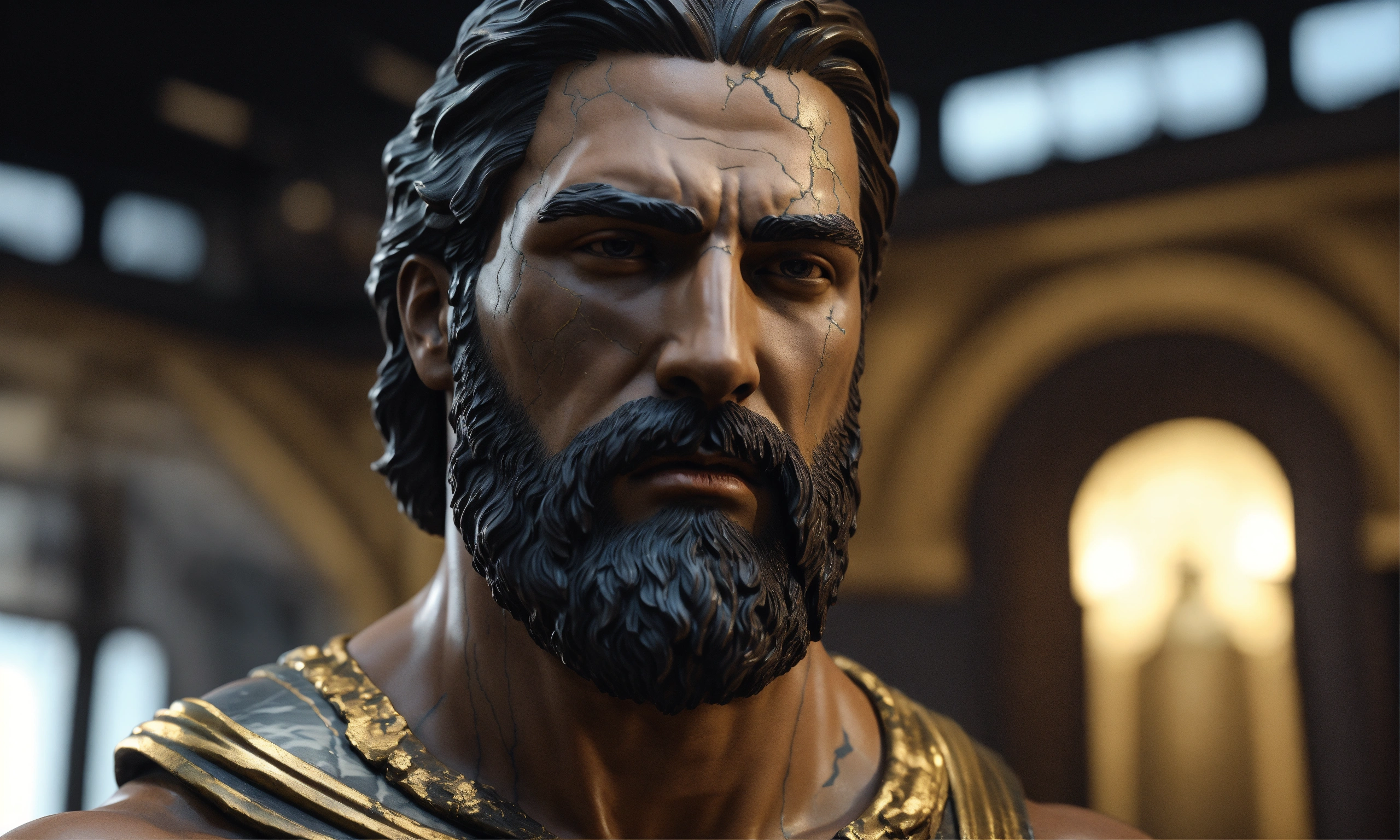 Lexica - A muscular statue of a strong Greek man with beard and scars ...