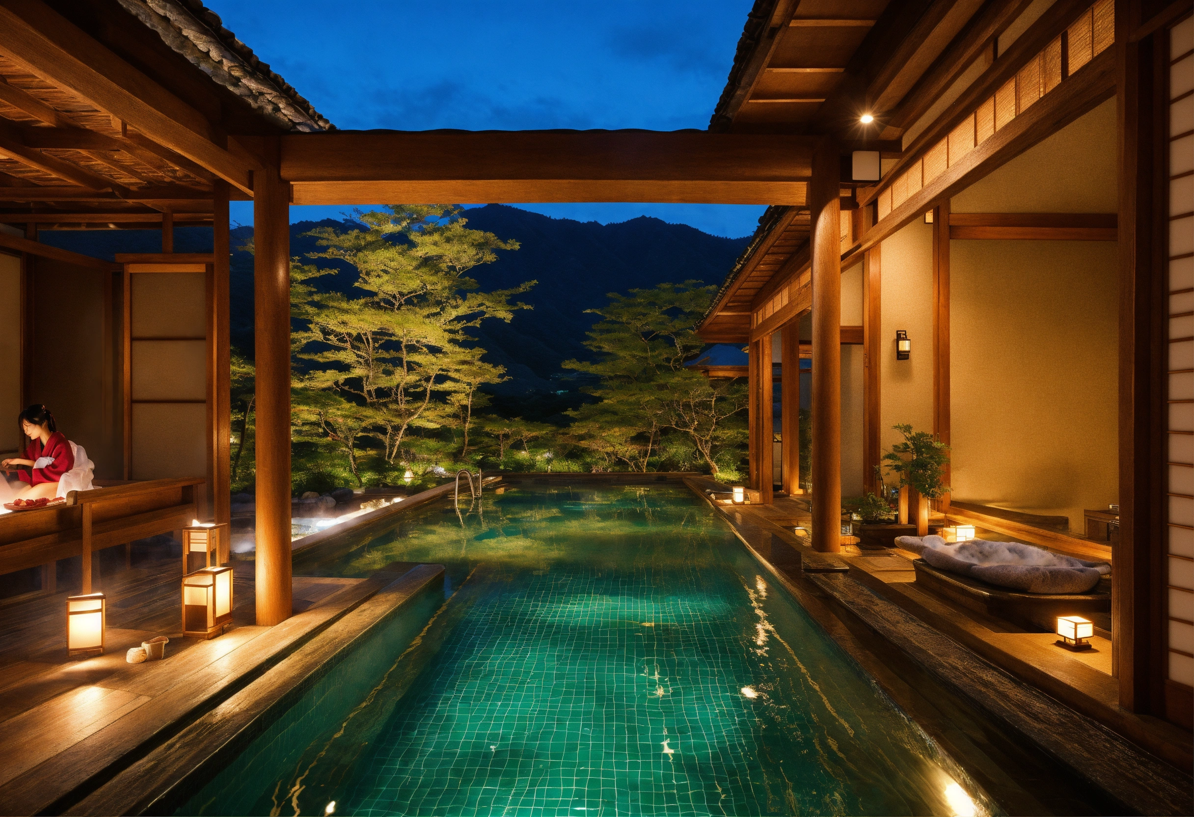 Lexica - Gorgeous japanese women swimming in luxurious Japanese hot ...