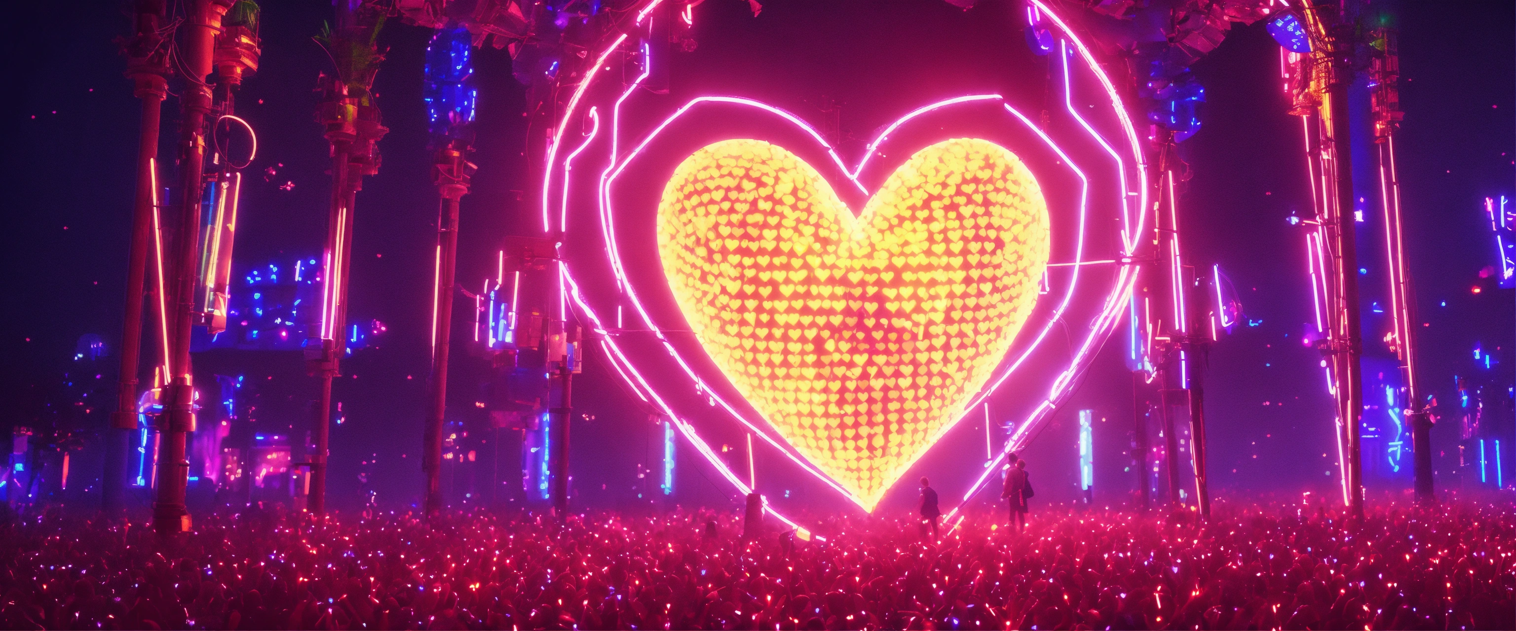 Lexica - "choose love wisely" neon hearts, ambient vibey lighting, with ...