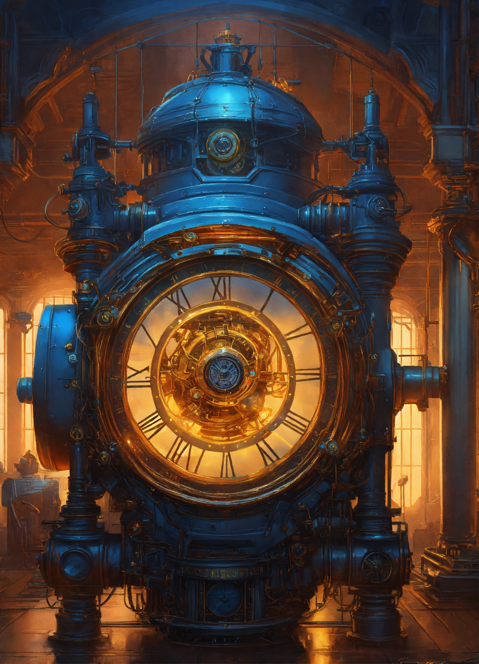 Lexica - Epic steam punk time machine, huge room, fantasy, blue rim ...
