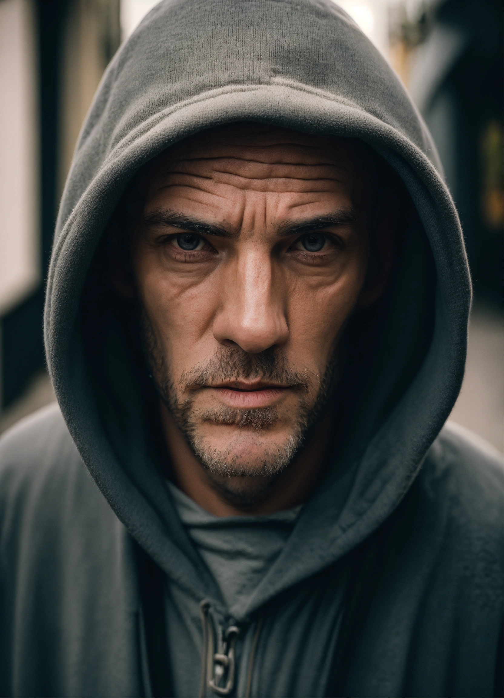 Lexica - A HUGE BALD HOMELESS MAN, EXTENDED PROTRUDING BROW FOREHEAD ...