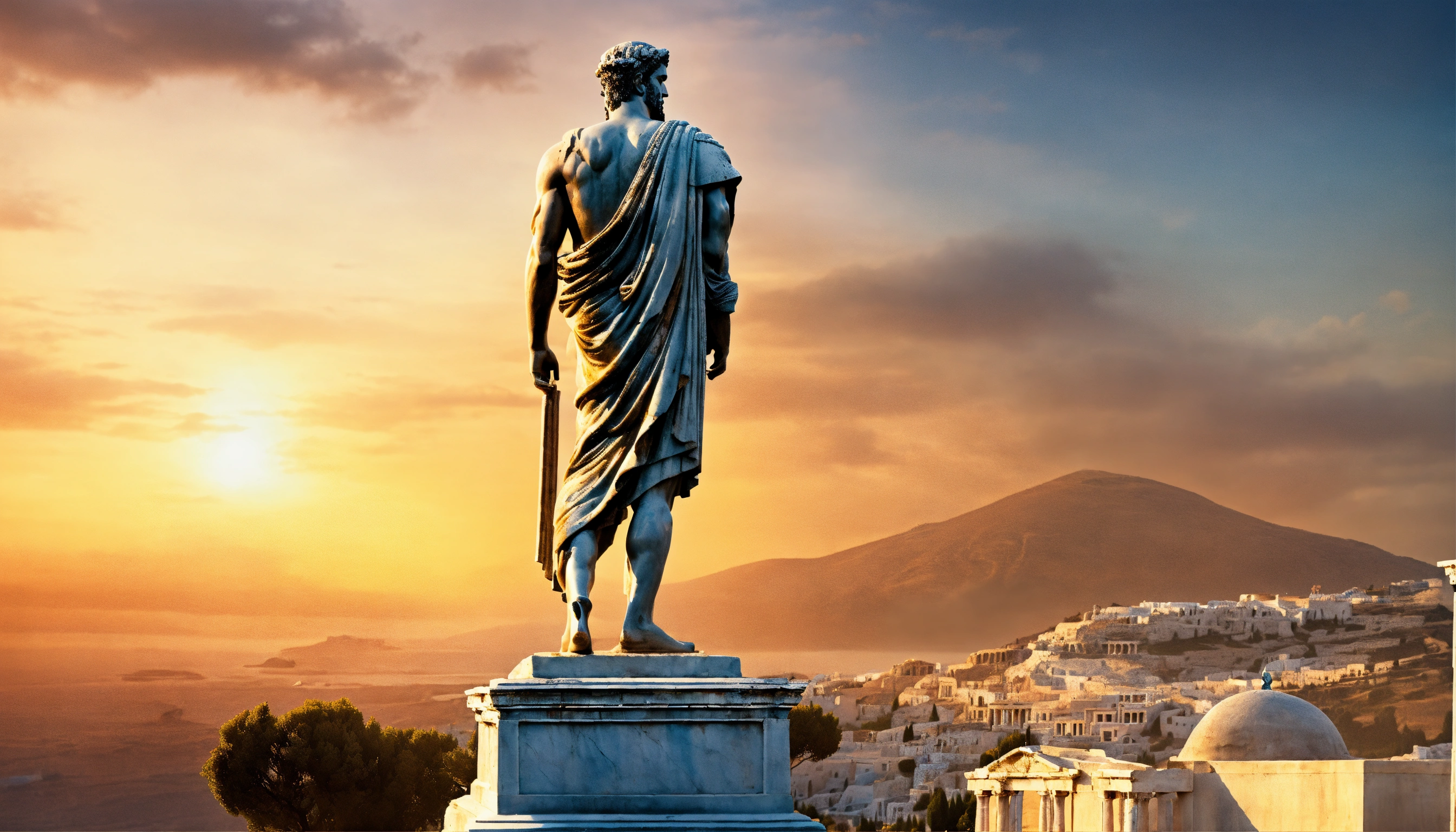 Lexica - Stoic man,ancient greece,background with monument of greece ...