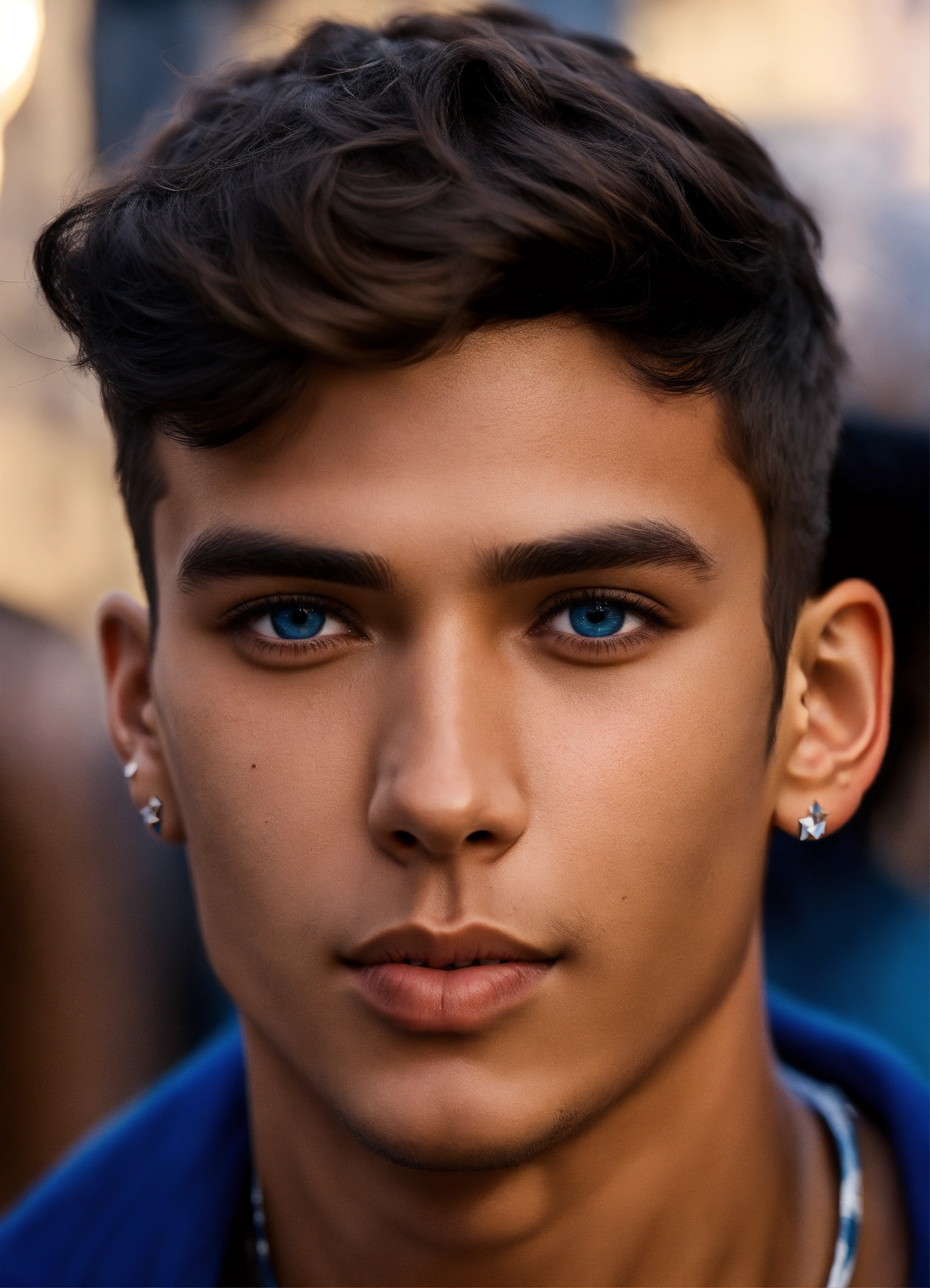 Lexica - Young man; Deep caramel tan skin, angular features; sharp ...