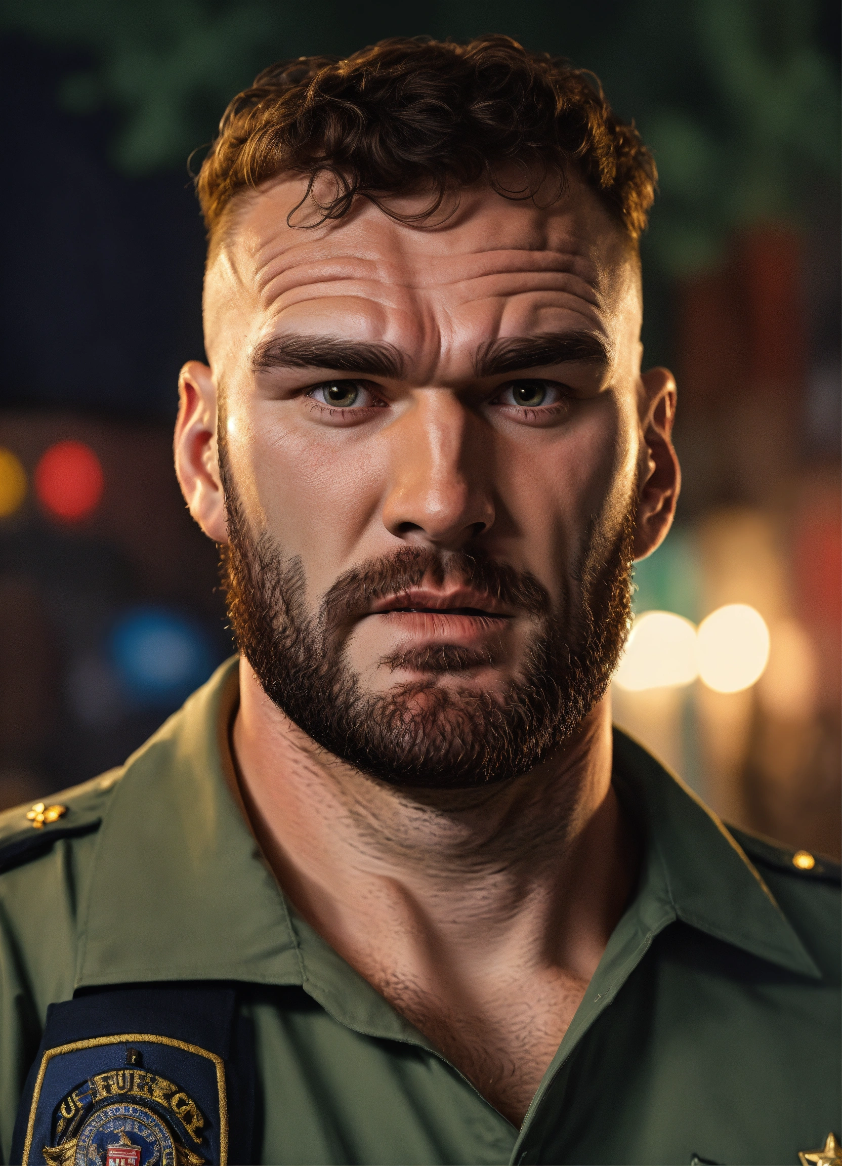 Lexica - Scared man, US SMALL TOWN COP, FRONT VIEW, casual clothes ...