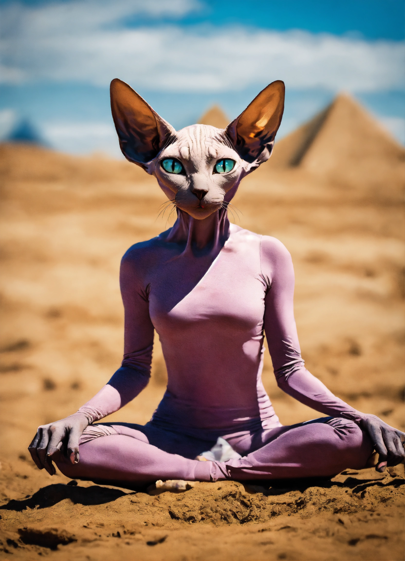 Lexica - Sphinx cat alien, yoga pose