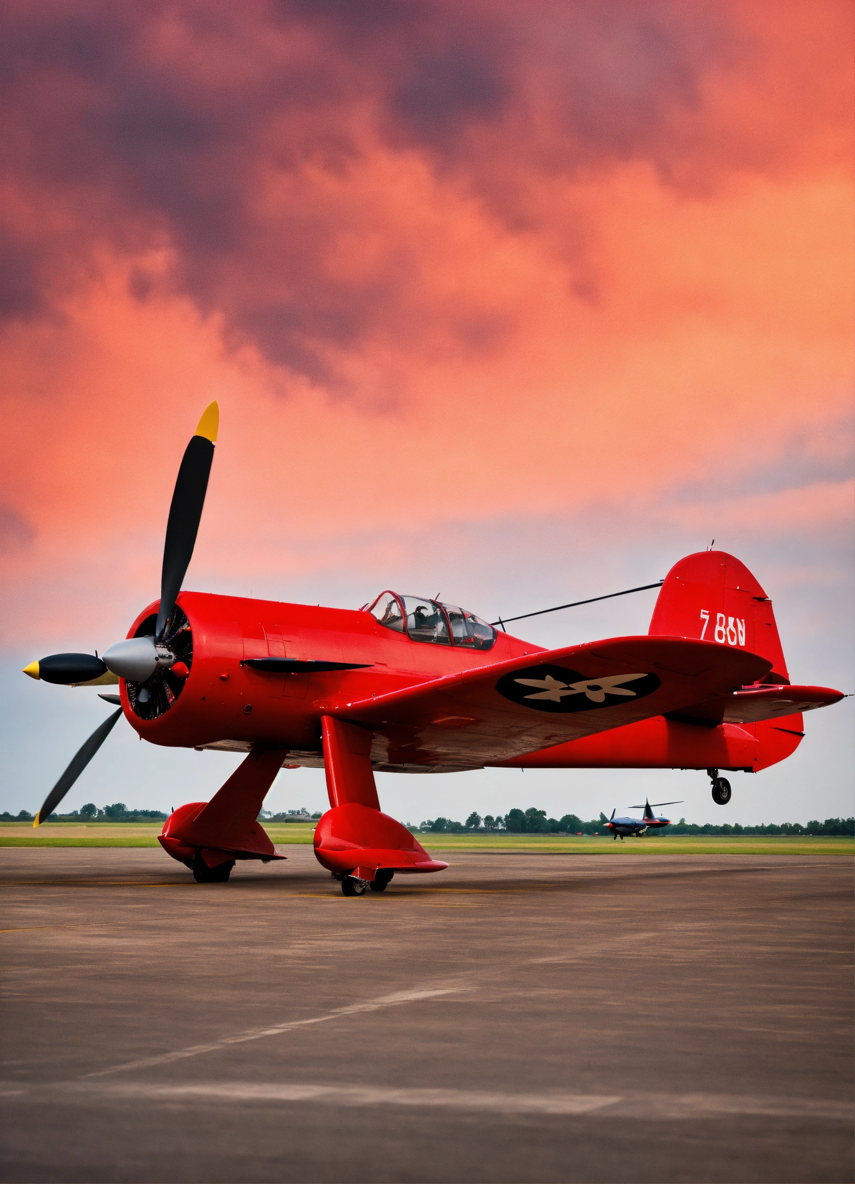 Lexica - Red propeller-driven war aircraft