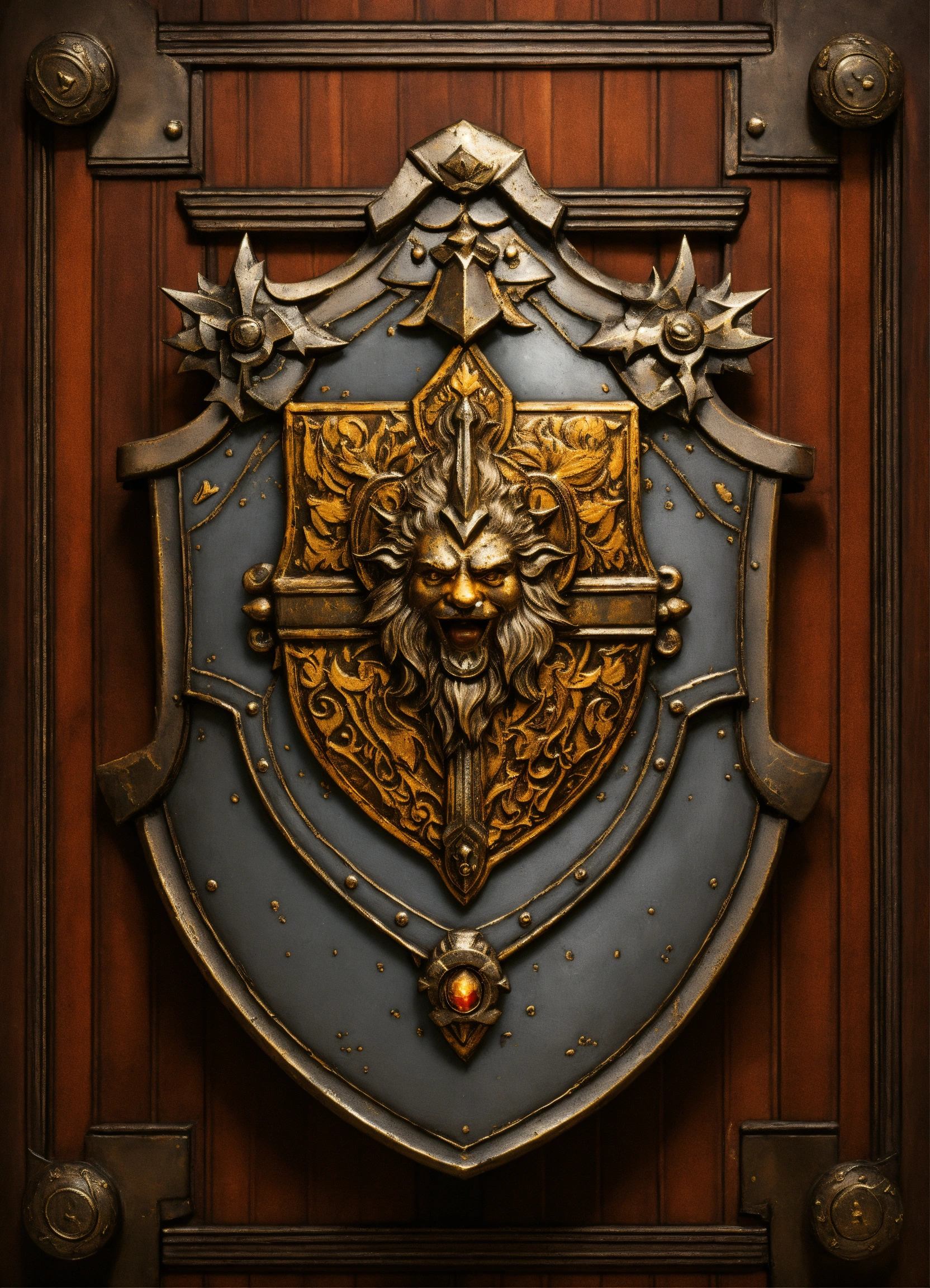 Lexica - Dwarf crest metal shield, scale